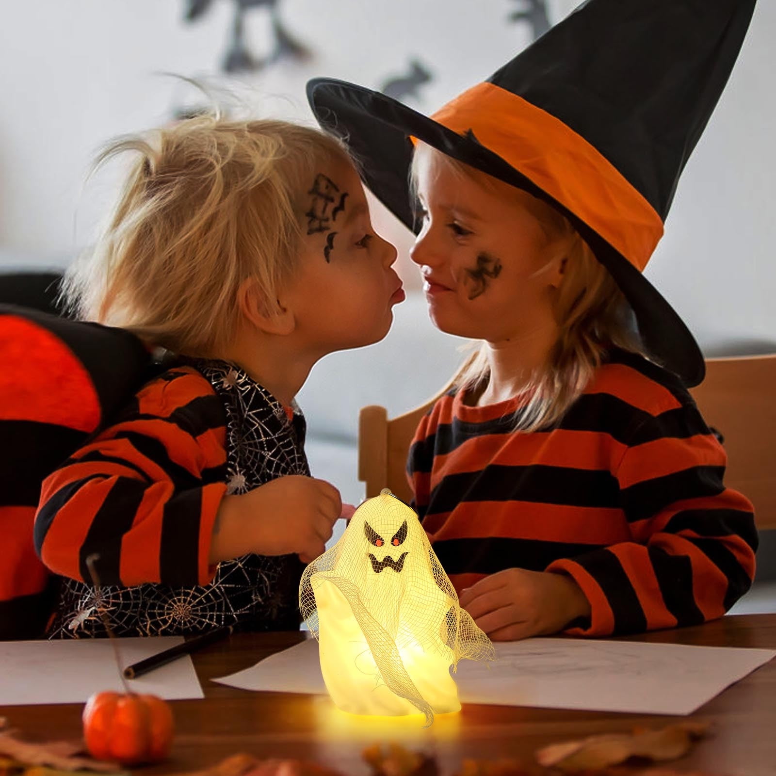 Halloween Gauze Ghost Hanging Ornament with Light Up Effect, LED for ...