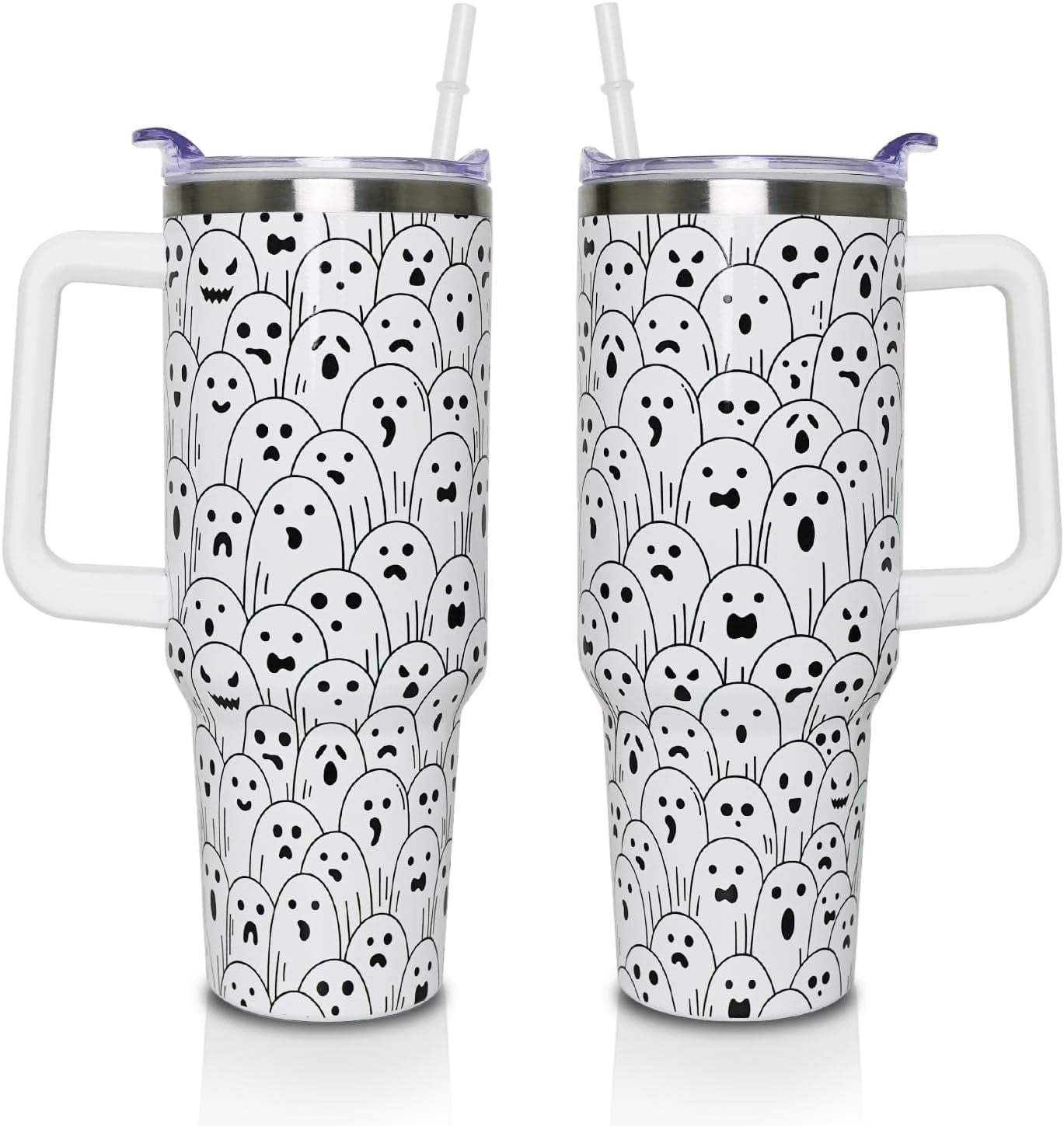 Halloween Ghost 40 Oz Tumbler With Handle and Straw, Stainless Steel ...