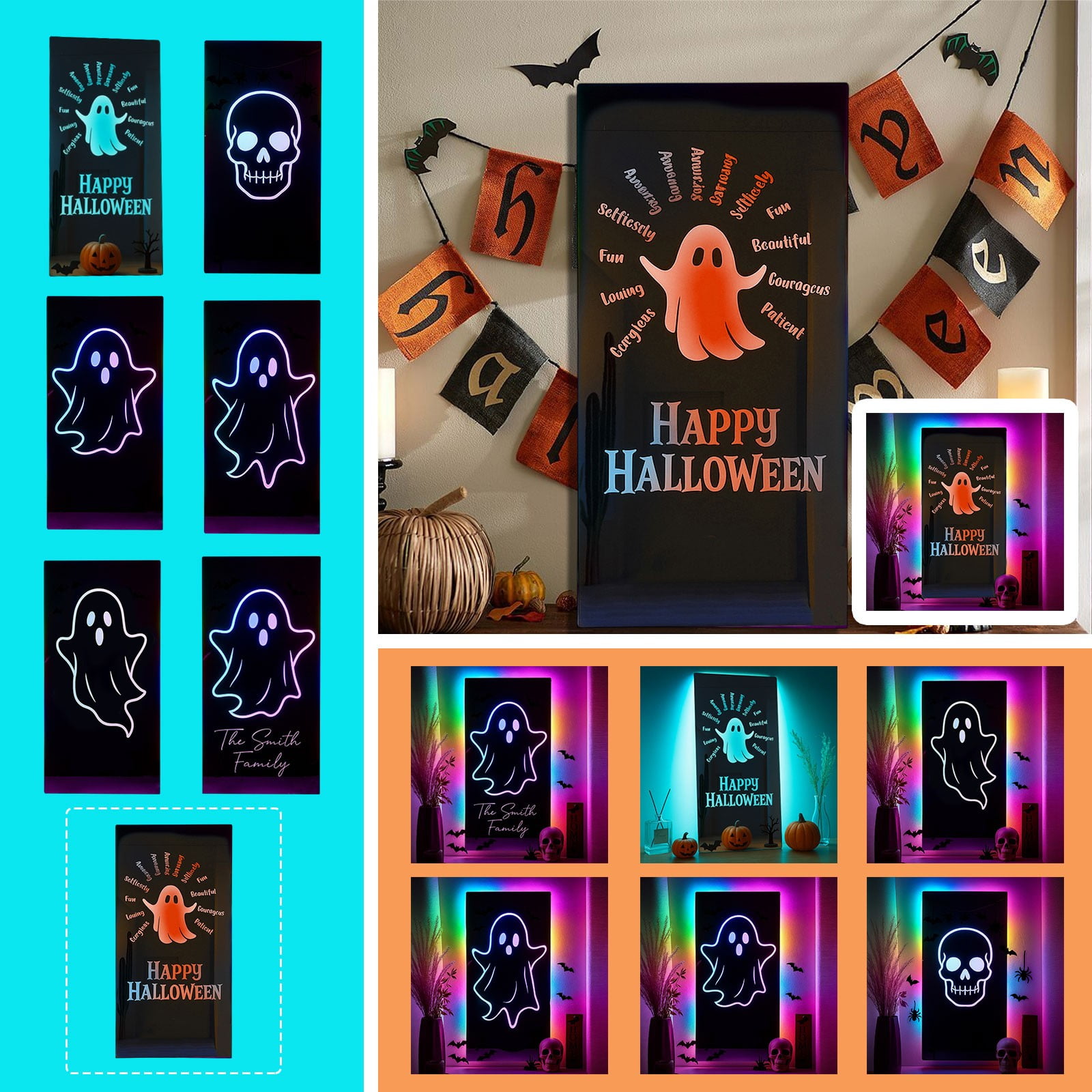 Halloween Ghost Acrylic Decorative Atmosphere Light, Spooky Season Decoration, Iridescent Ghost ...