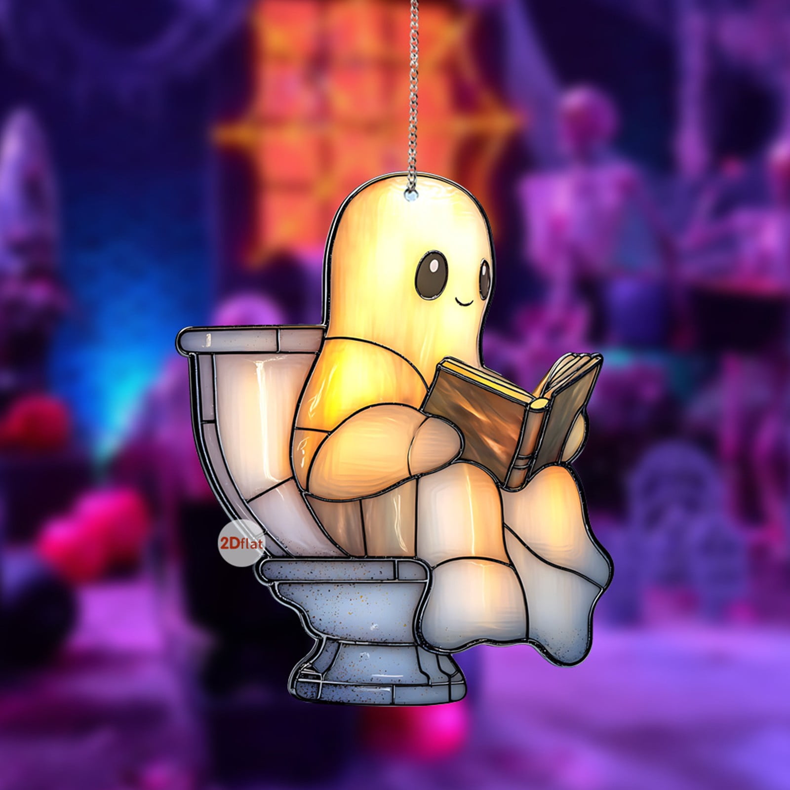 Halloween Ghost Acrylic Wall Hanging 8inch,Translucent Decal with Led Light Base,for Window ...