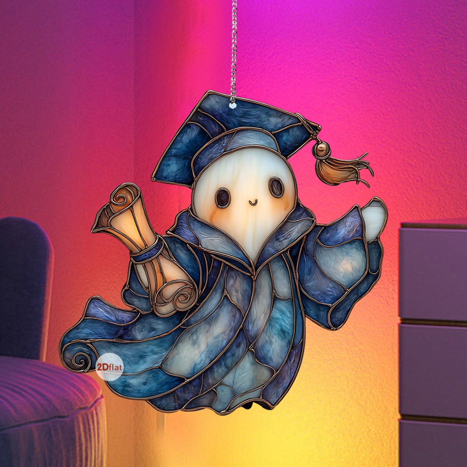 Halloween Ghost Acrylic Wall Hanging 8inch,Translucent Decal with Led Light Base,for Window ...