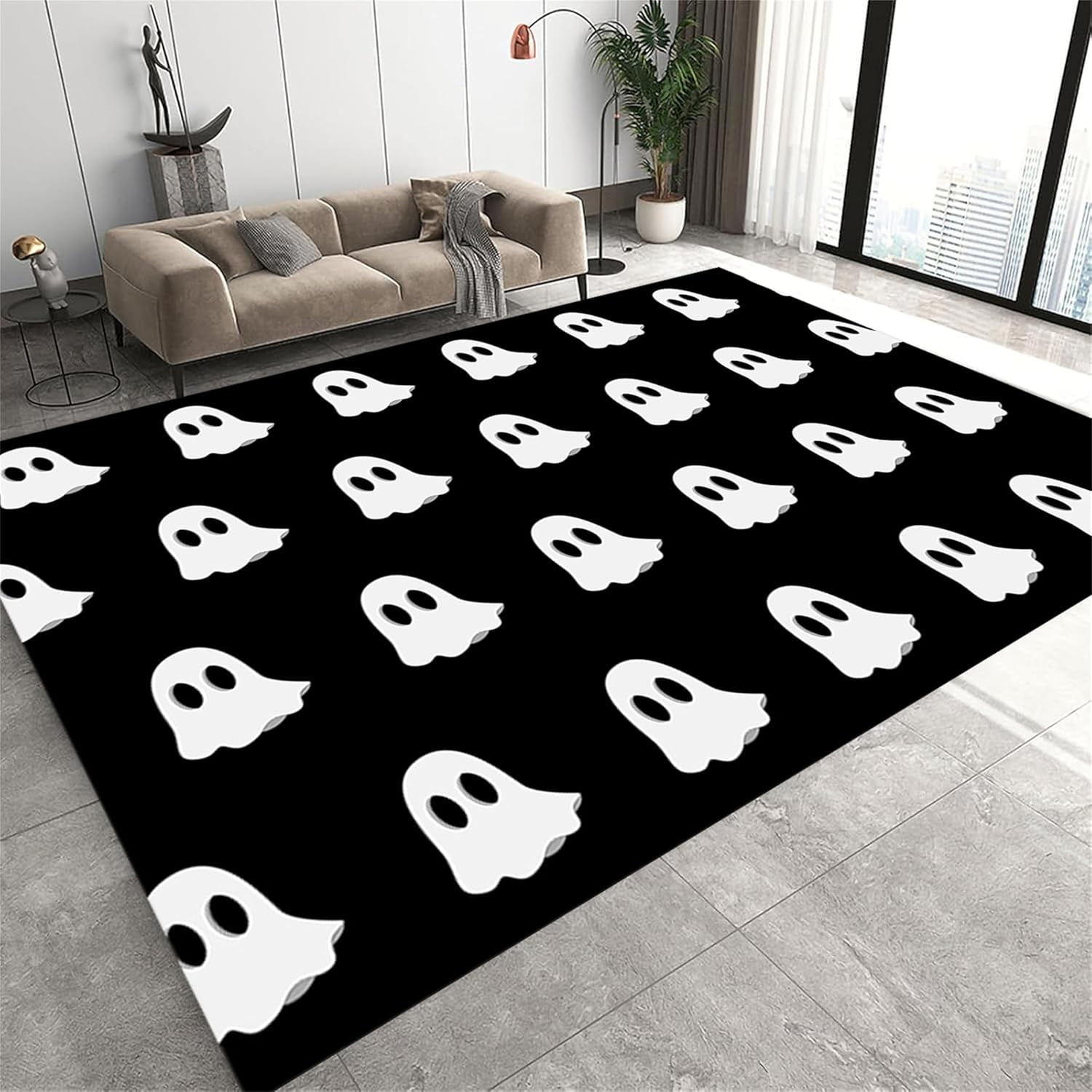 Halloween Ghost Area Rug, Halloween Themed Rug, Living Room Bedroom ...