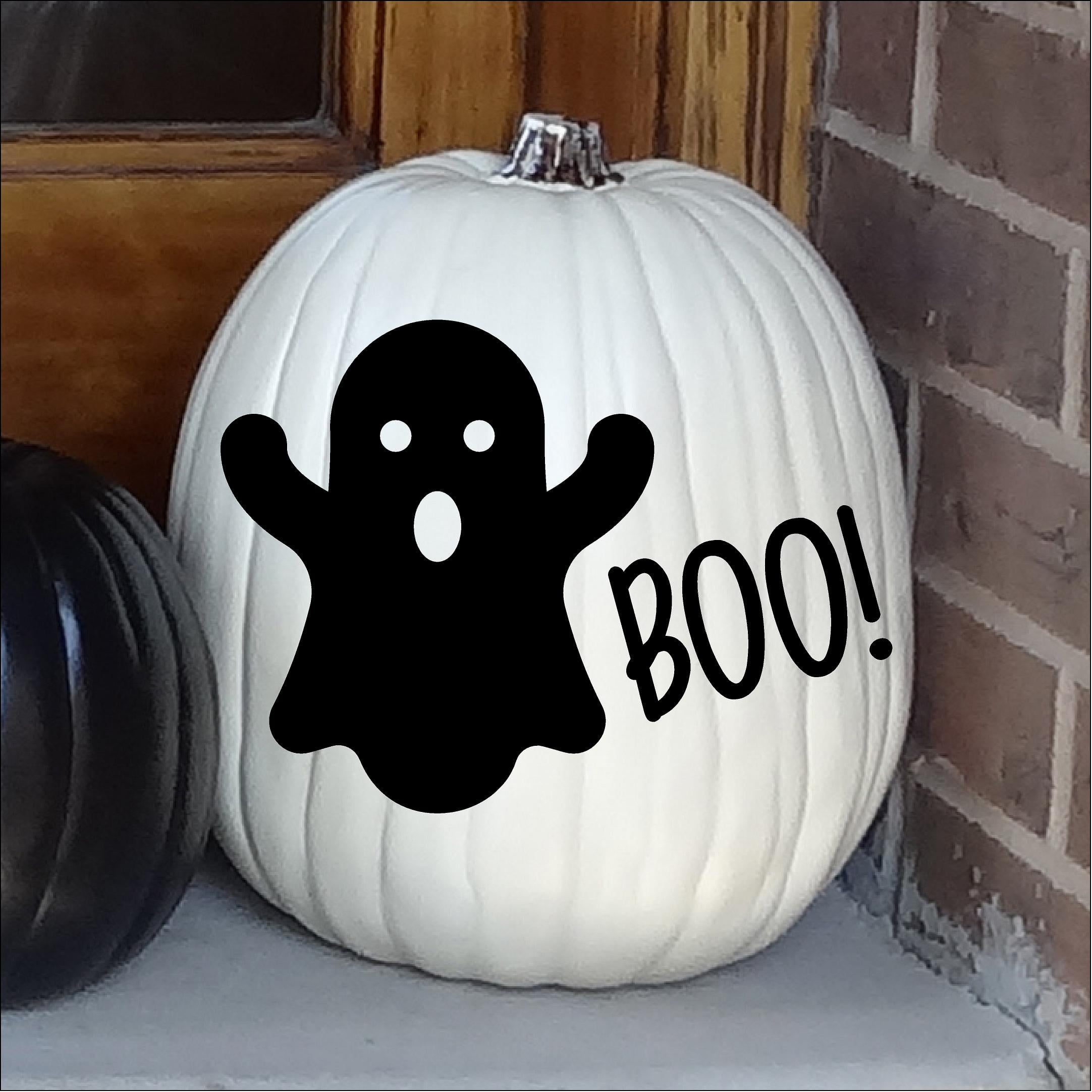 Halloween Ghost BOO! Vinyl Lettering wall decal (8.5"H x 12"L Black ...