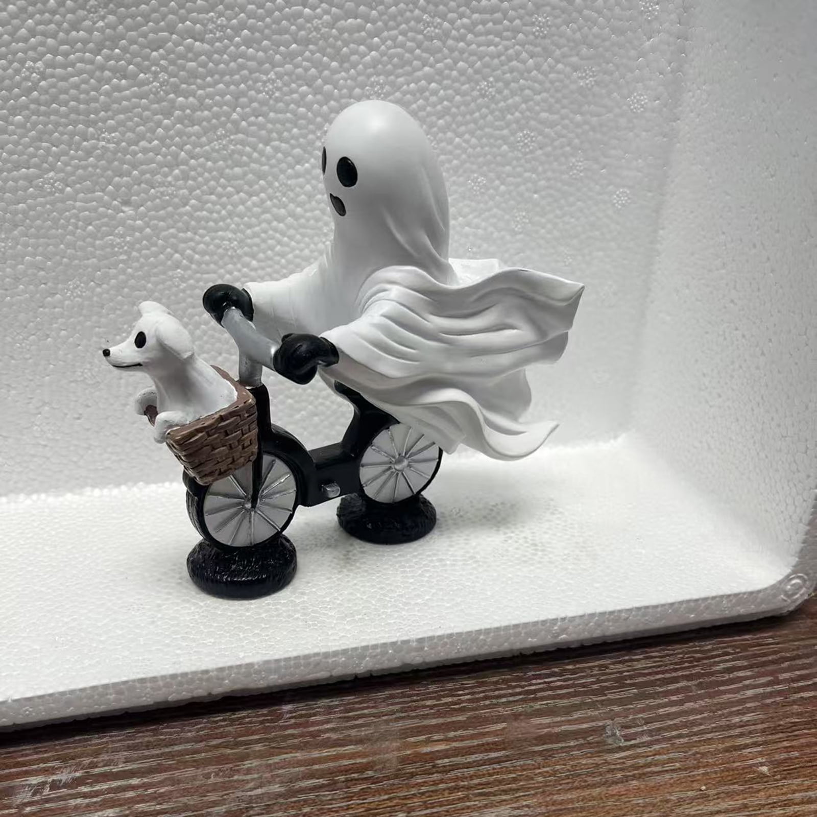 Halloween Ghost on Bike with Puppy Statue, Spooky Rides with Dog, Ghost ...