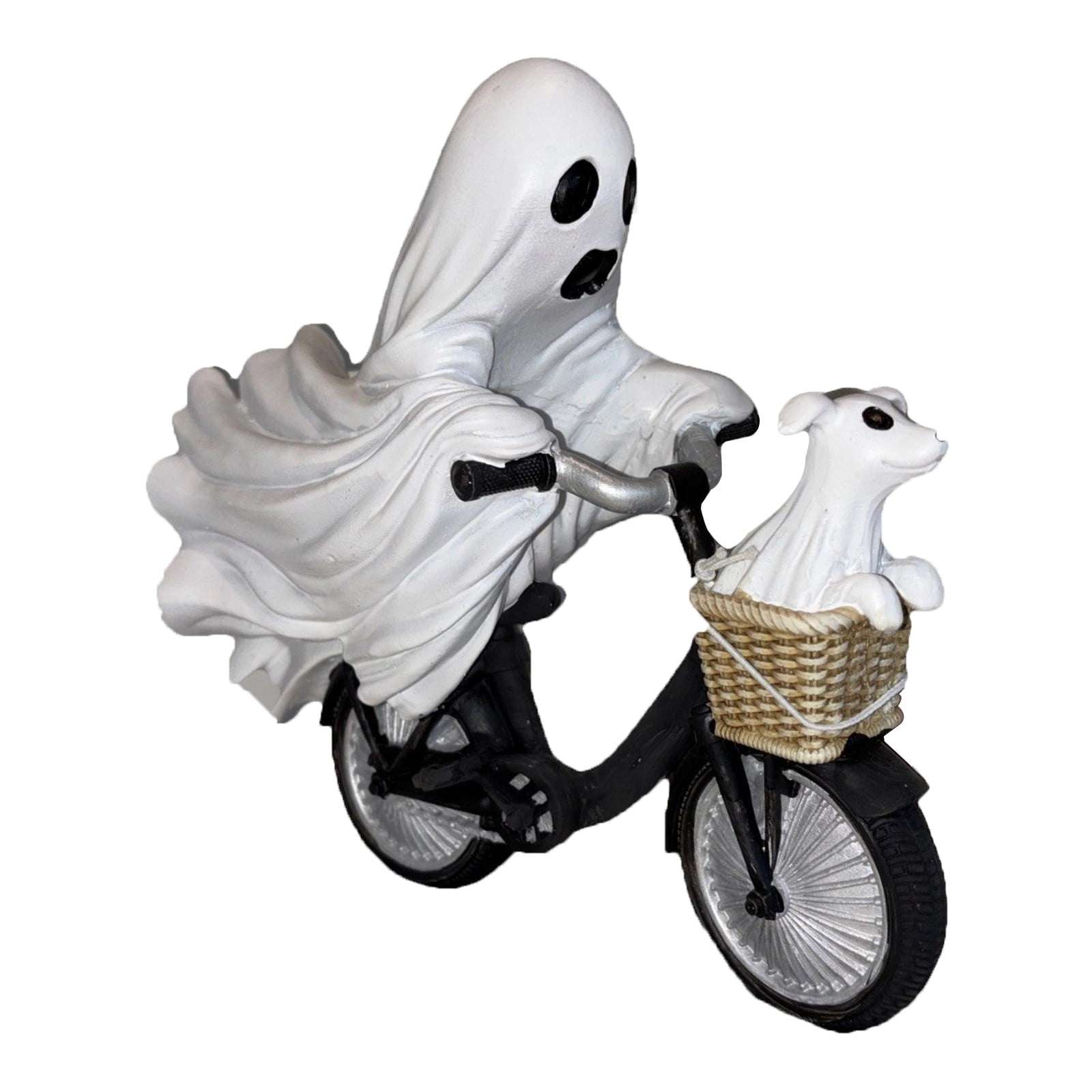 Halloween Ghost on Bike with Puppy Statue, Spooky Rides with Dog, Ghost ...
