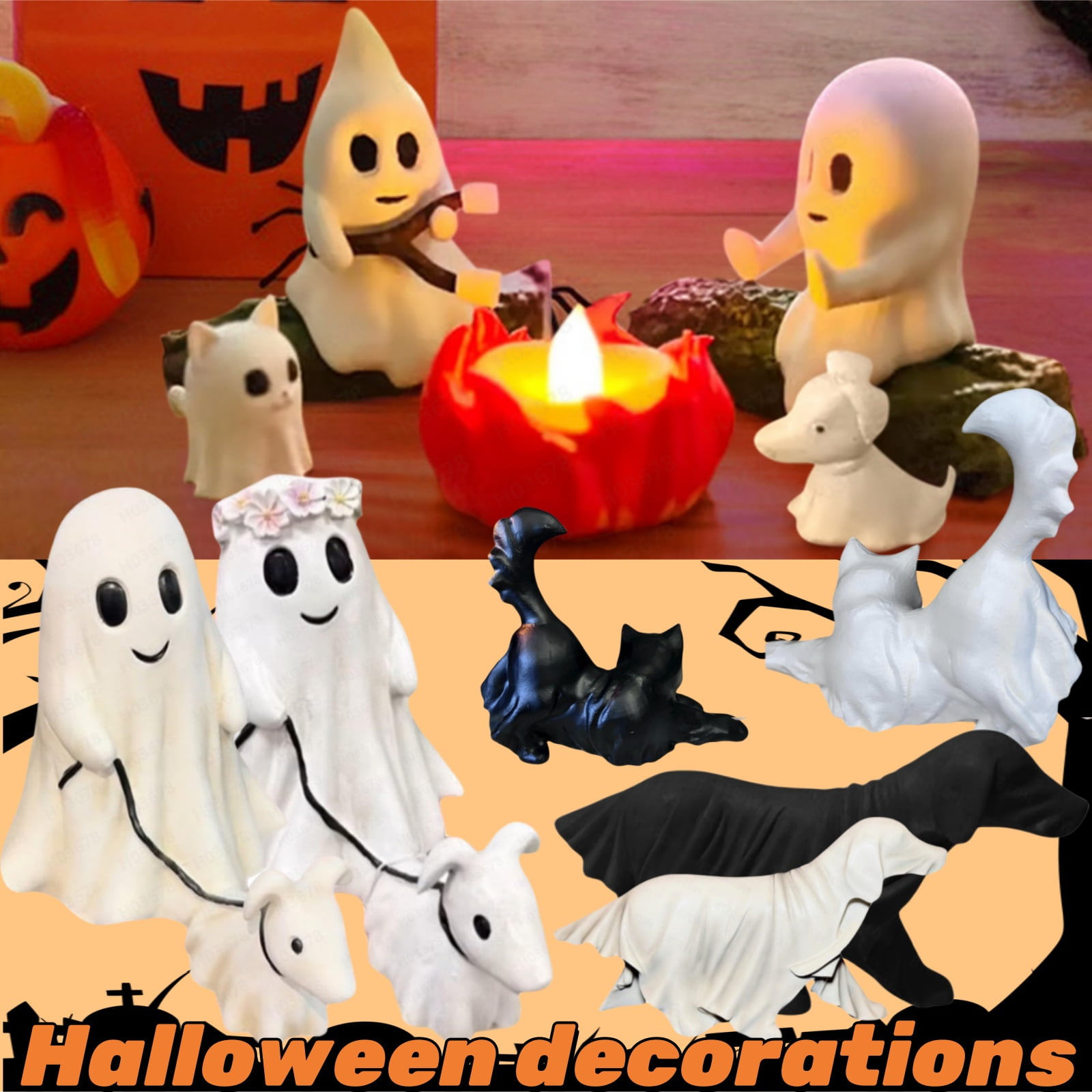 Halloween Ghost Bonfires 3D Flashing Night Lights, LED Ghost Campfire ...