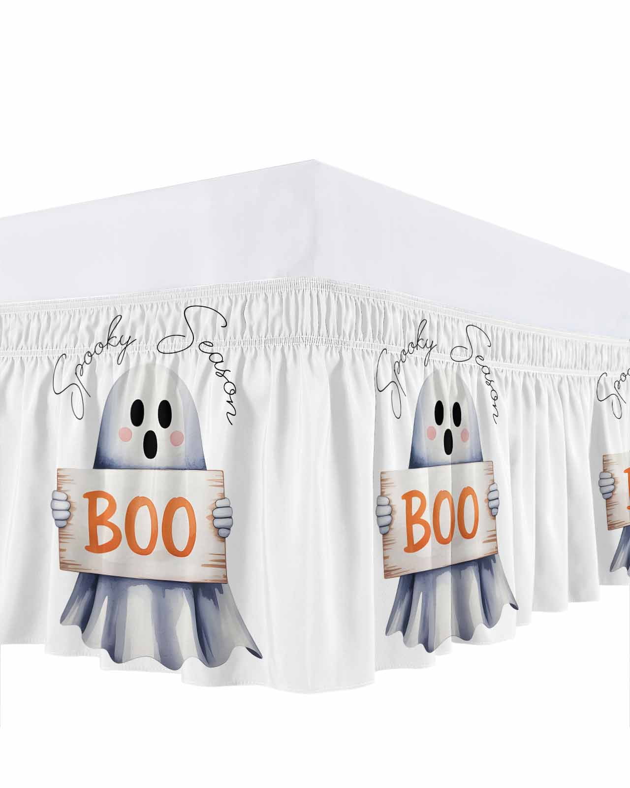 Halloween Ghost Boo Bed Skirt Watercolor Art Abstract Retro Bed Skirts ...