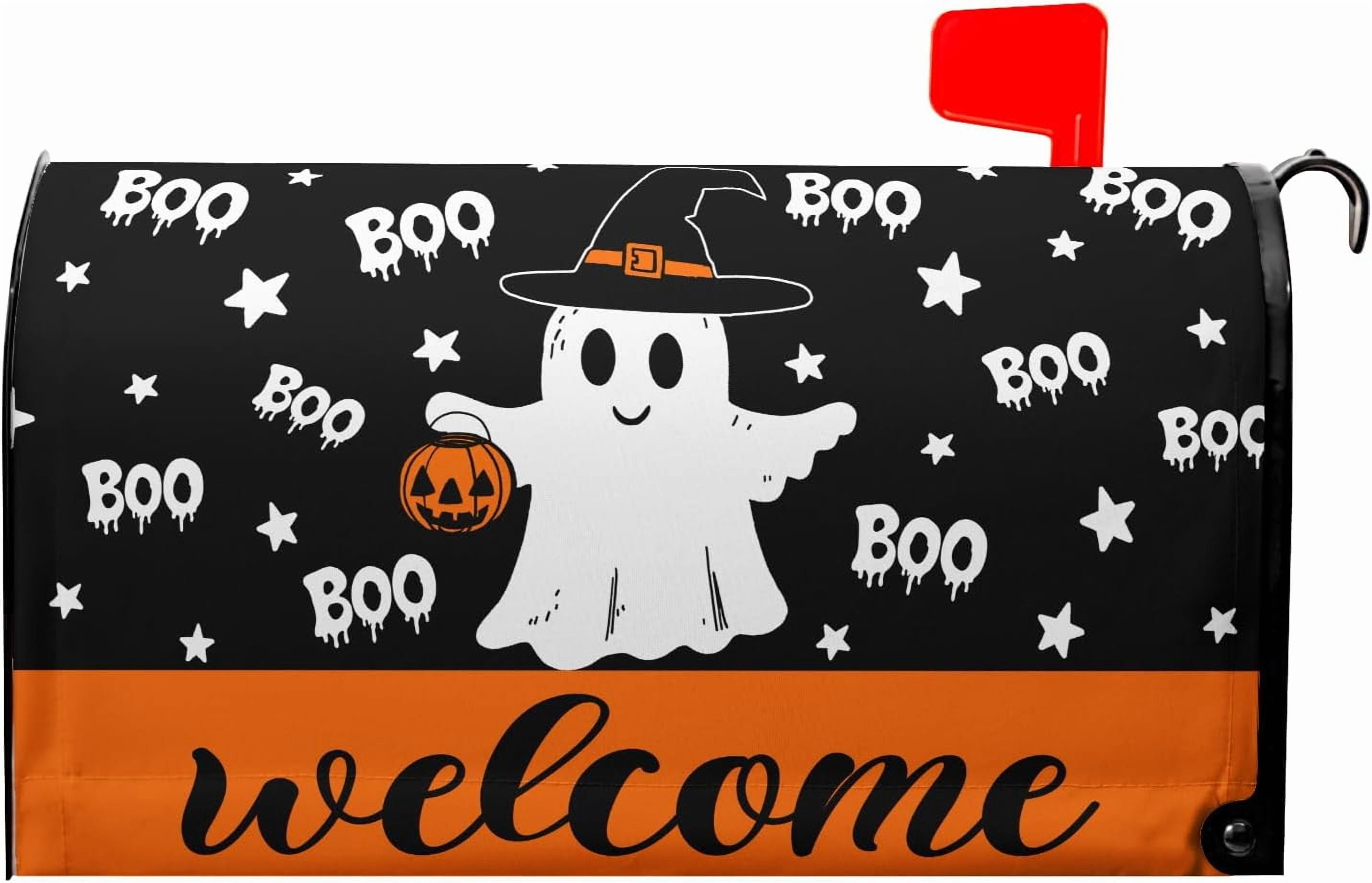 Halloween Ghost Boo Mailbox Cover Magnetic Large Size 25.5 x 21 Inch ...
