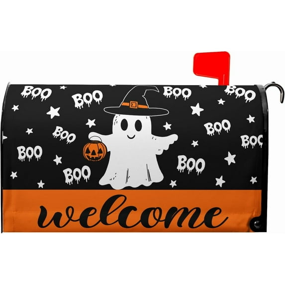Halloween Ghost Boo Mailbox Cover Magnetic Large Size 25.5 x 21 Inch ...