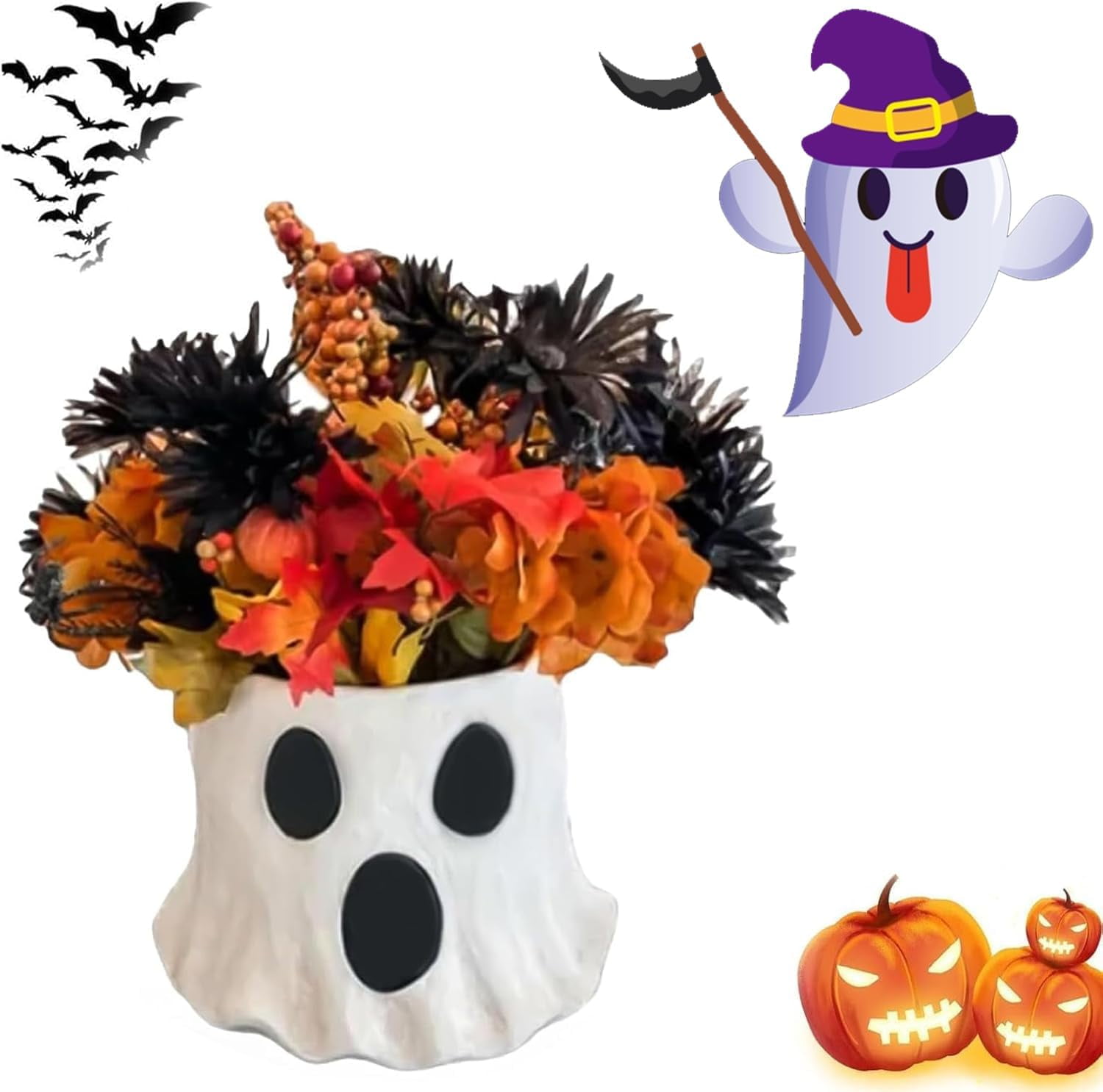 Halloween Ghost Bucket Decor, 2024 New Cutest Ghost Vase Bucket, Funny ...