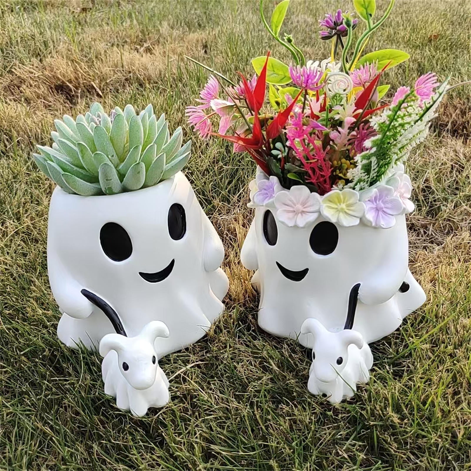 Halloween Ghost Bucket,Ghost Walking Dog Planter, 2024 New Ghost Flower ...