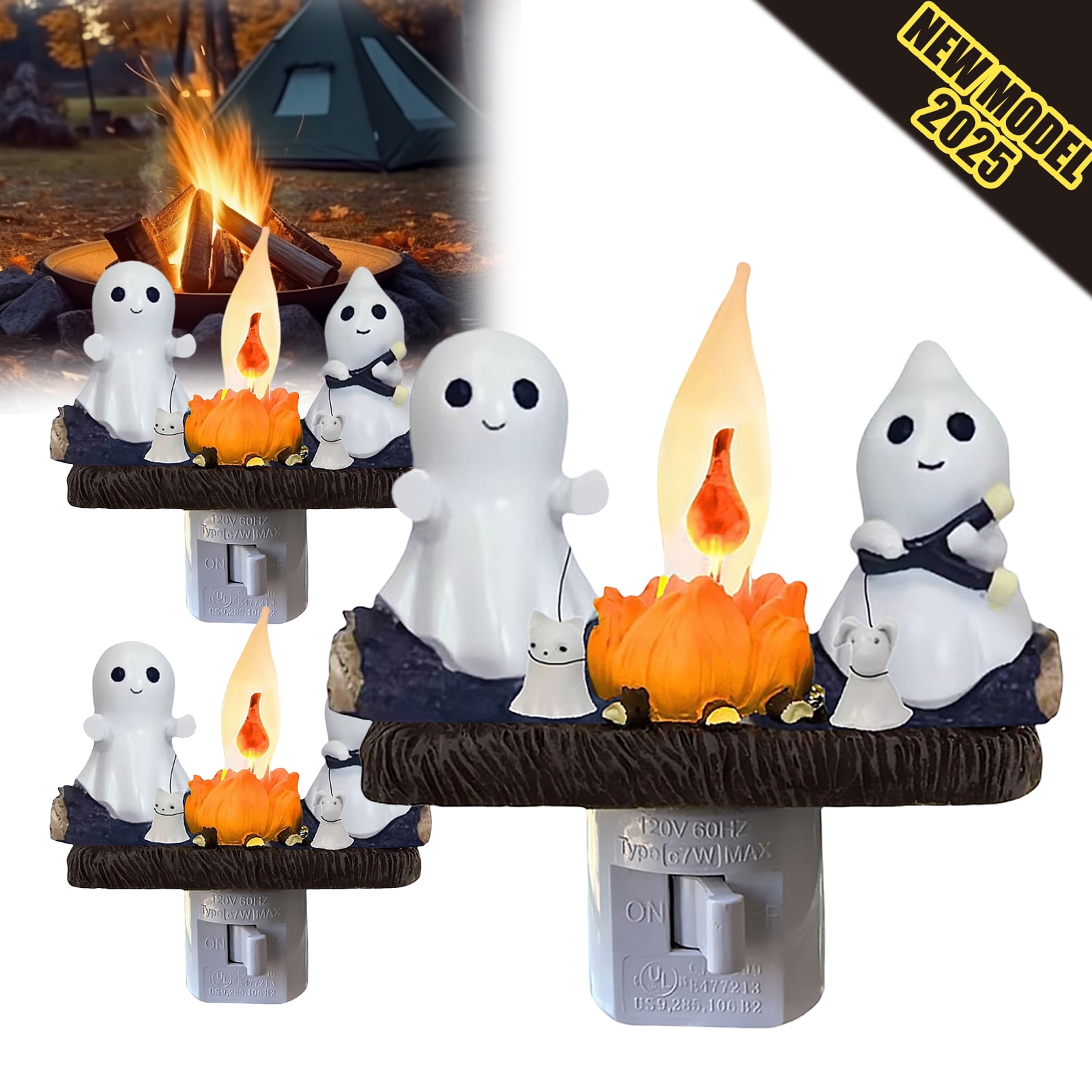 Halloween Ghost Campfire Flickering Night Light 3D Small Electric ...