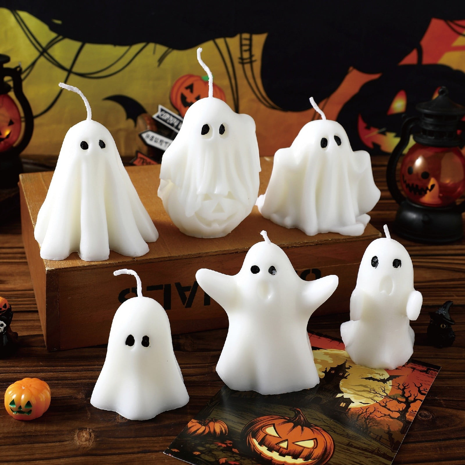 Halloween Ghost Candle, Cute White Decorative Candle For Halloween ...