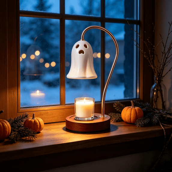 Halloween Ghost Candle Warmer Lamp with Timer, Flameless Scented Wax ...