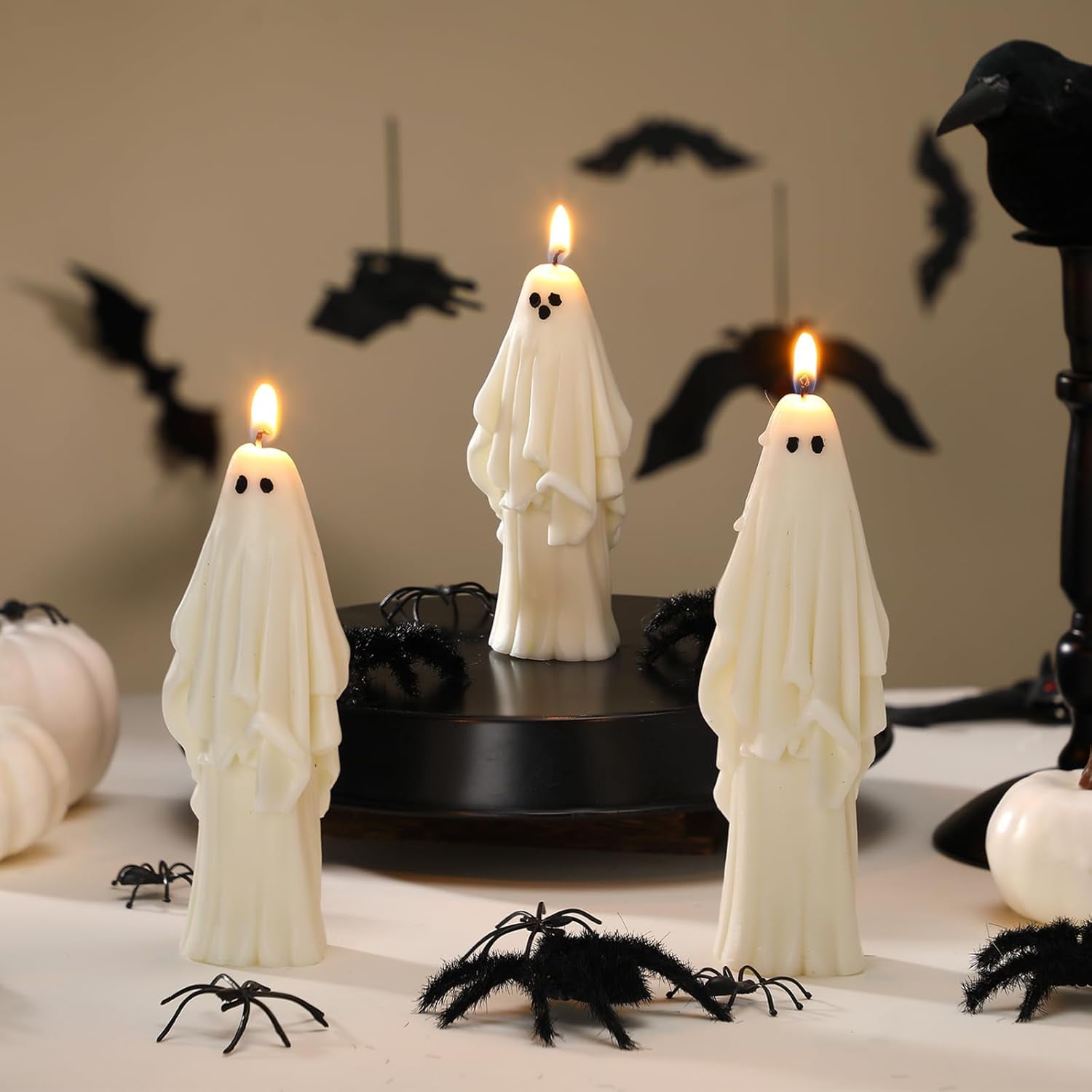 Halloween Ghost Candles Set Gothic Votive Candle with 3 Sizes 6‘' & 5.5 ...