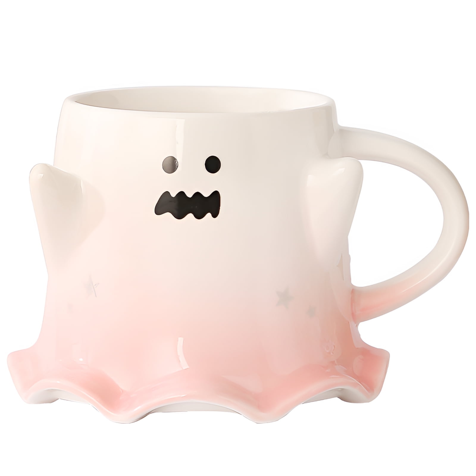 Halloween Ghost Coffee Mug - 14 Oz Cute Pink Ceramic Ghost Shaped Cup ...