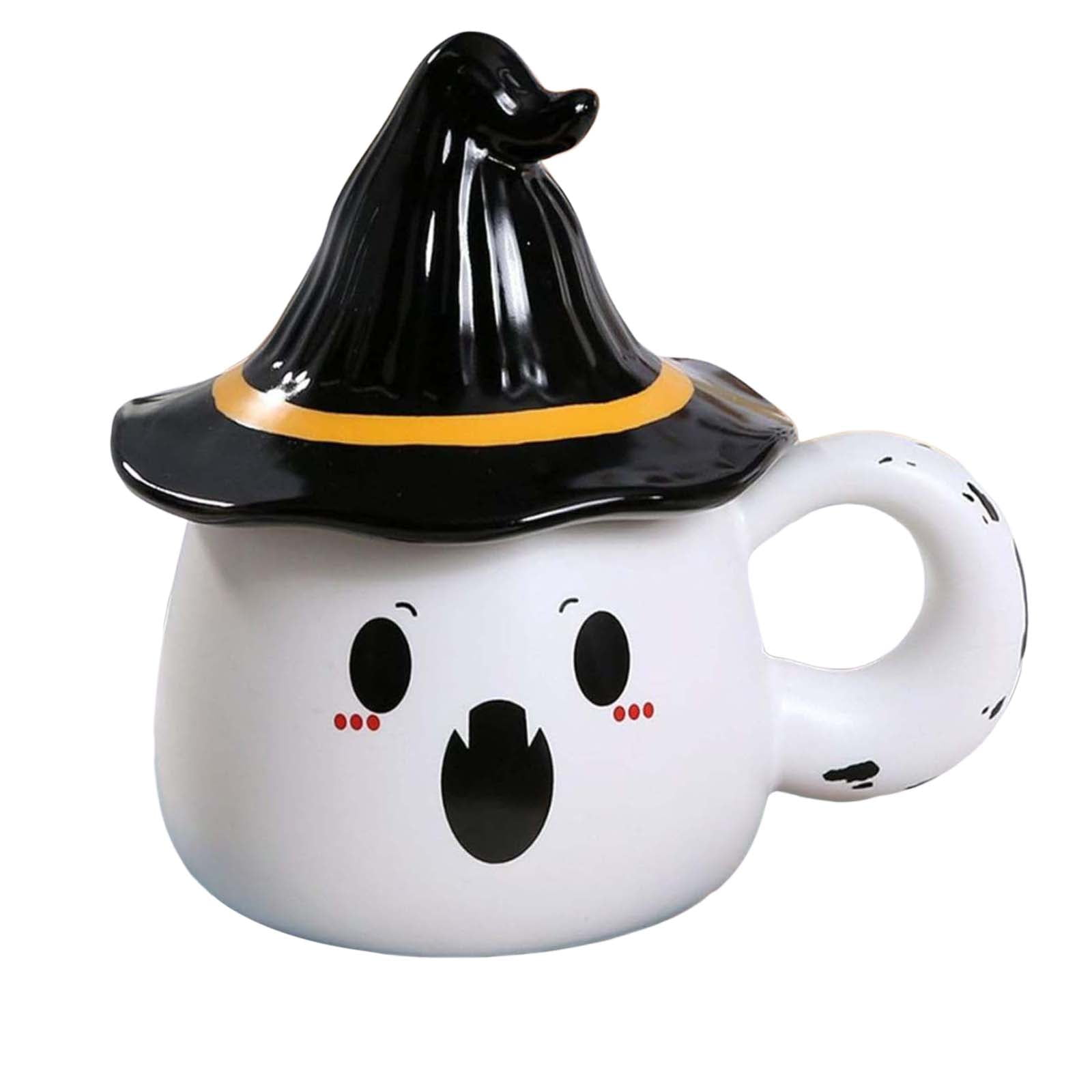 Halloween Ghost Coffee Mug with Lid- Halloween Cute Ceramic Ghostface ...
