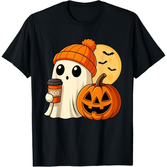 HCNTES Ghost Halloween T-Shirt for Women Cute Ghost Cat Graphic Tee ...