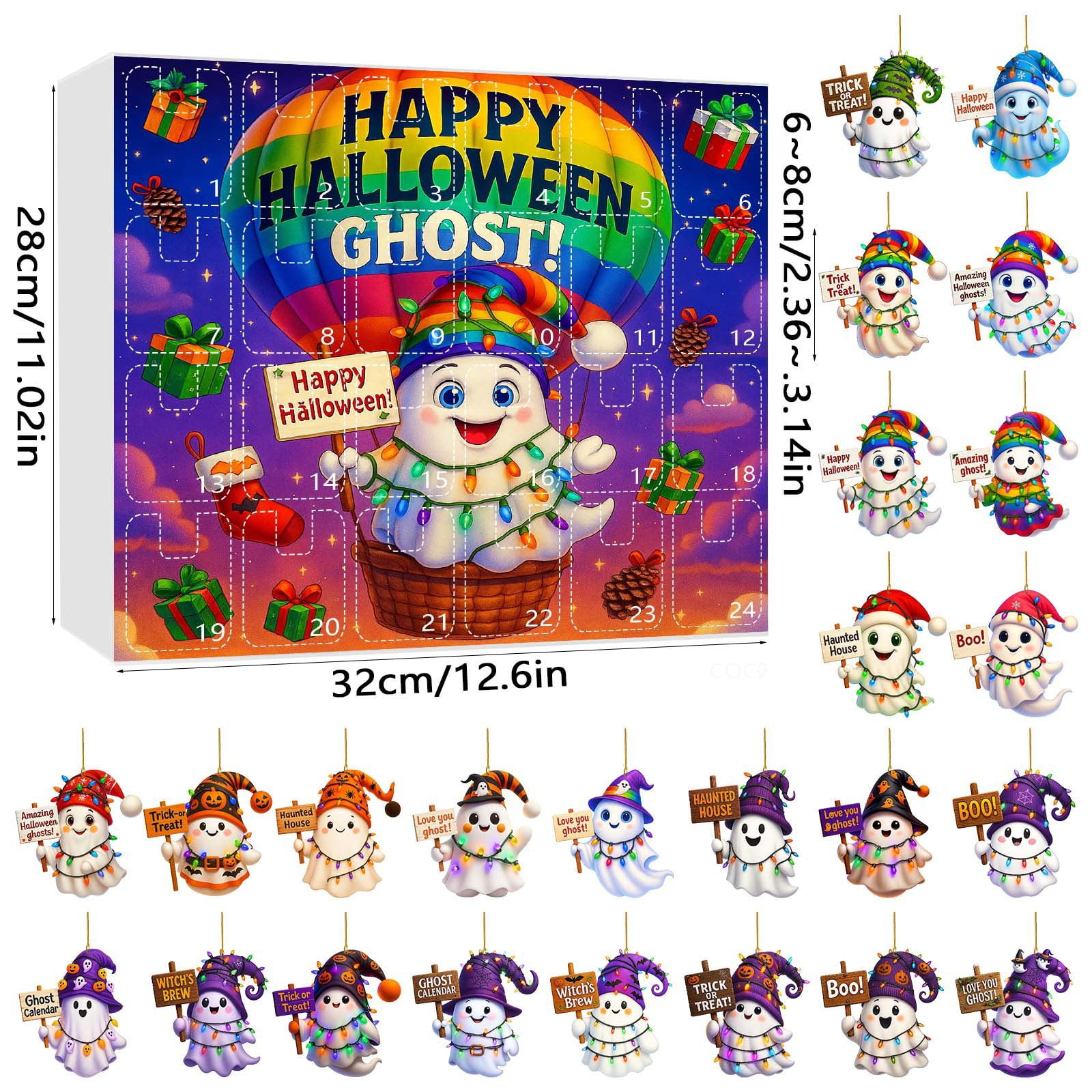 Halloween Ghost Countdown Calendar - 24 Days of Decoration, Includes ...