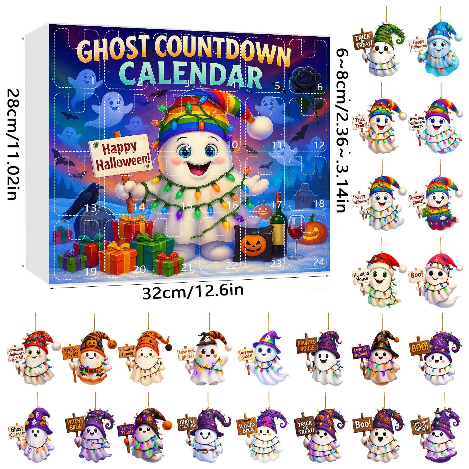 Halloween Ghost Countdown Calendar - 24 Days of Decoration, Includes ...