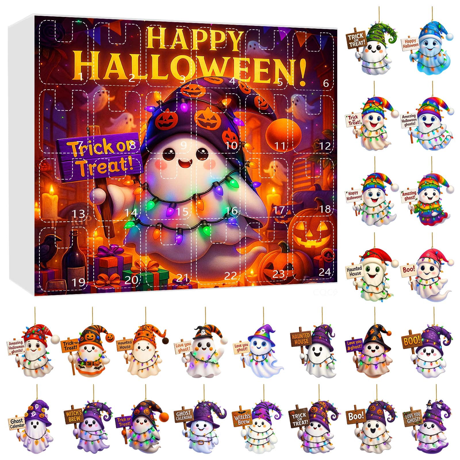 Halloween Ghost Countdown Calendar Set, a 24-day advent calendar with ...