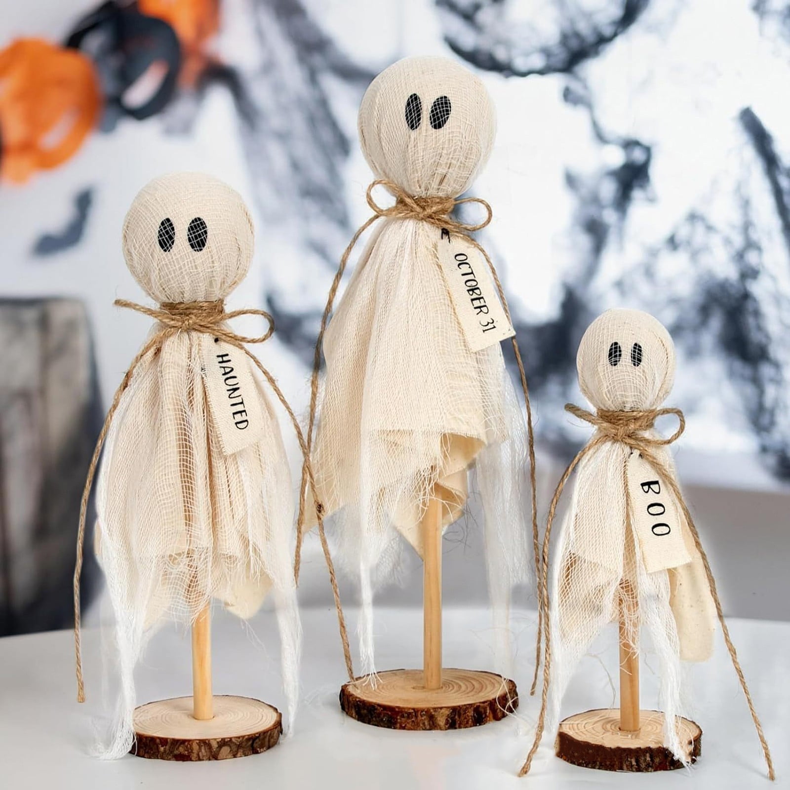 Halloween Ghost Decor Kit Table 3Pcs Wooden Stand for Table ...