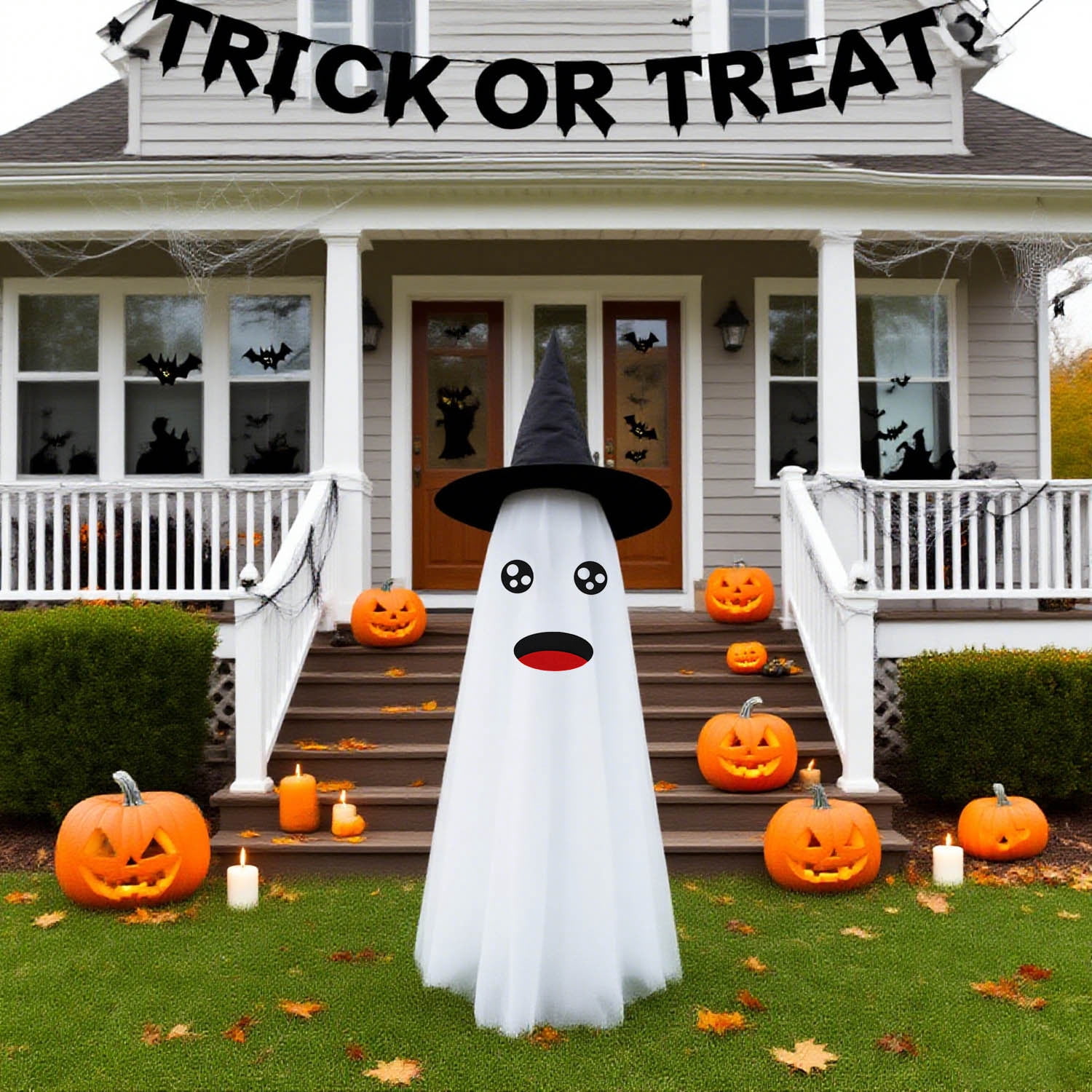 Halloween Ghost Decoration, 3D Cute Ghost Hanging Decoration with ...