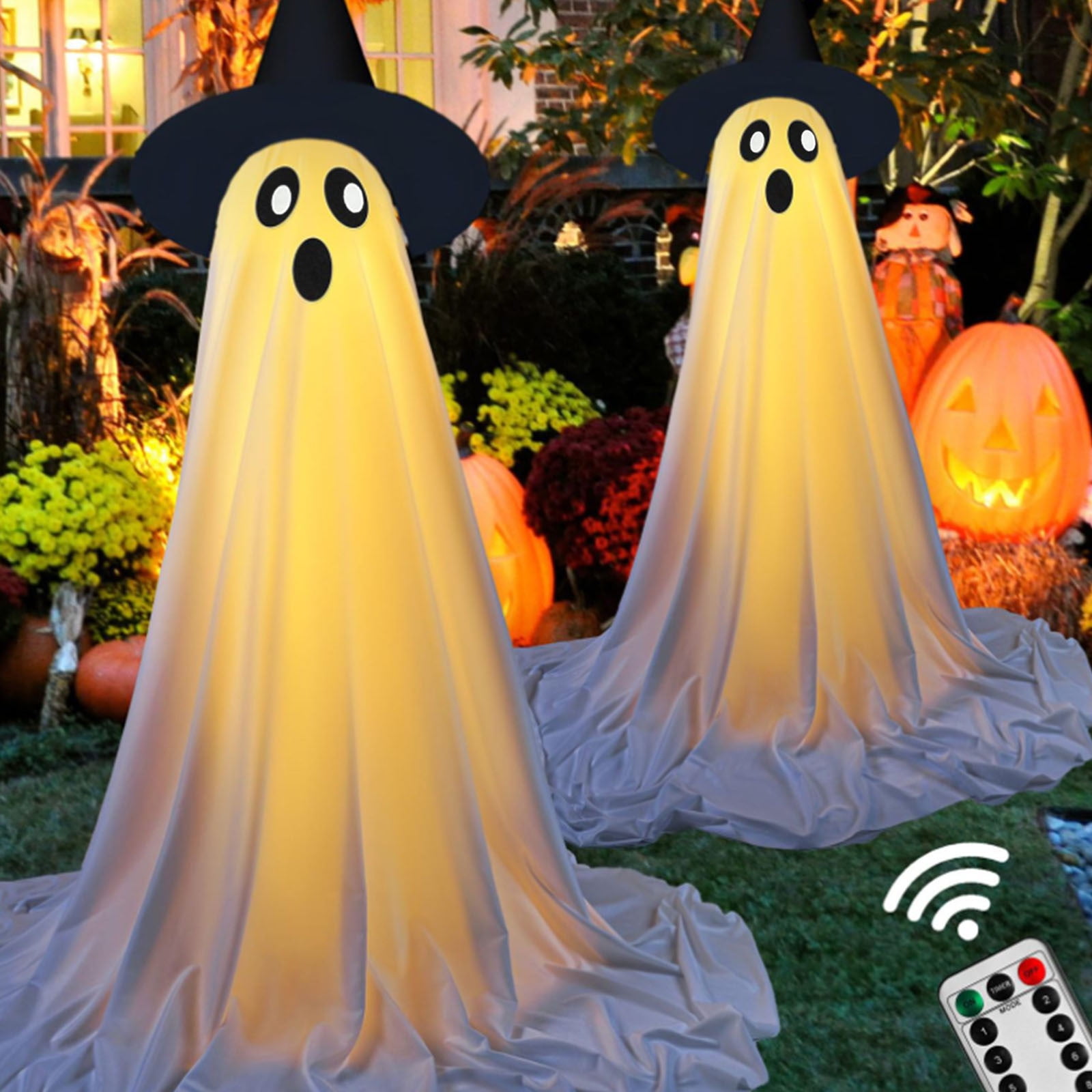Halloween Ghost Decoration With Remote Control Timer | Lighted Lawn ...
