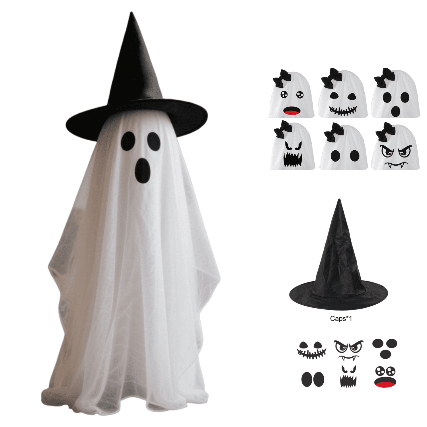 Halloween Ghost Decorations, 2025 New DIY Spooky Ghosts Crafts, Set of ...