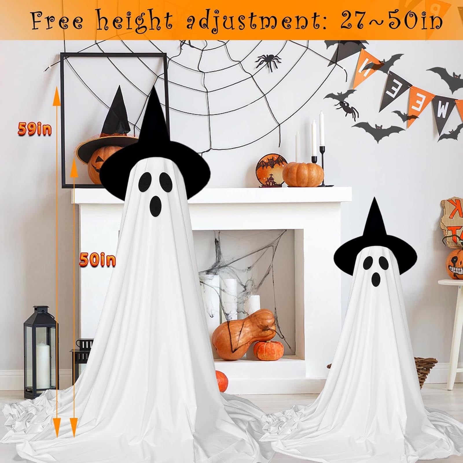 Halloween Ghost Decorations with Lights - 5.4ft Tall Glowing Floating ...