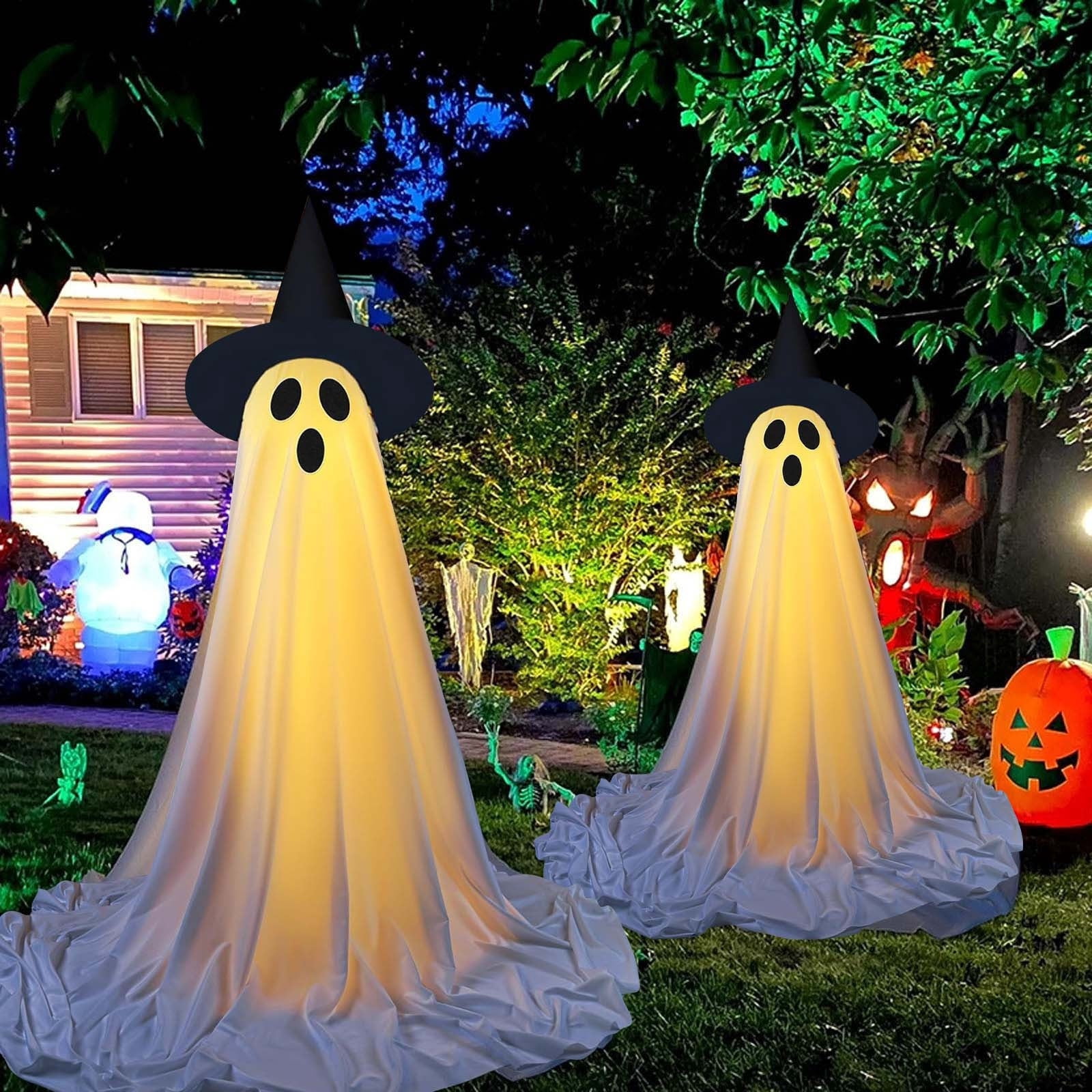 Halloween Ghost Decorations with Lights - 5.4FT Adjustable Height ...