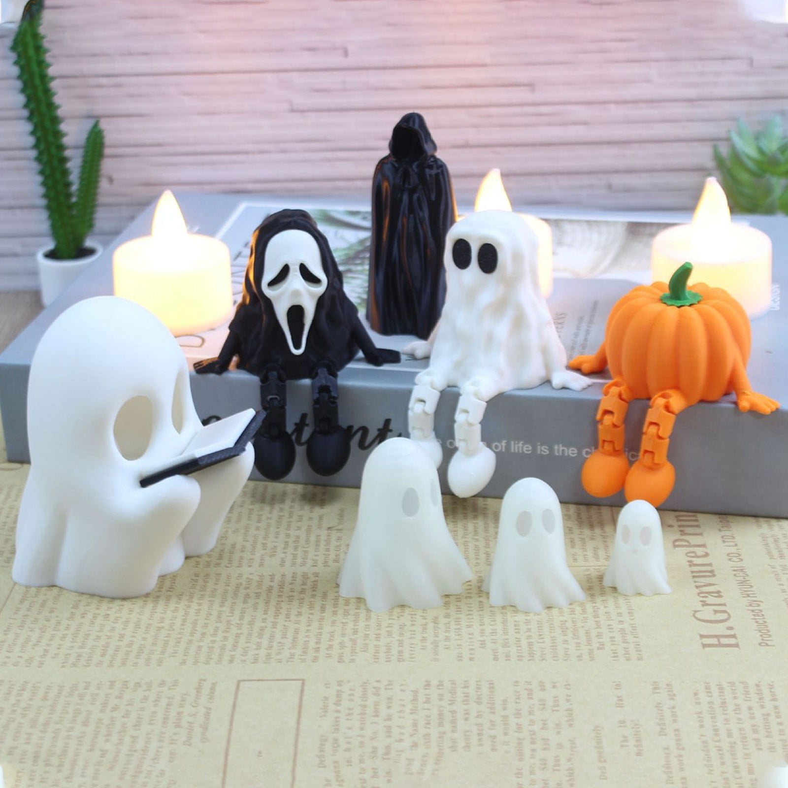 Halloween Ghost Desk Figurine, Articulated 3D Printed, 1.65 inches ...