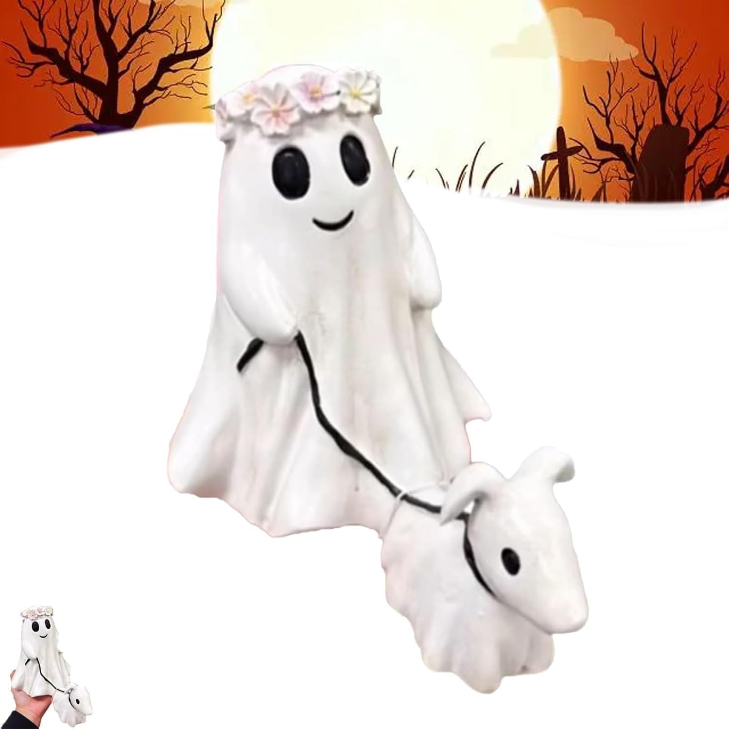 Halloween Ghost Dog Statues, Funny Halloween Ghost Decors, Spooky Ghost ...