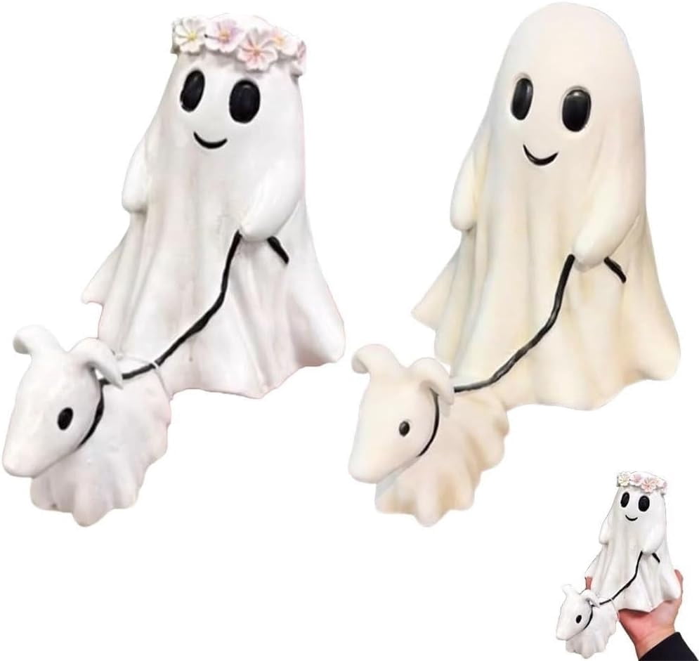 Halloween Ghost Dog Statues, Ghost Walking Dog Statue, Spooky Ghost Dog ...