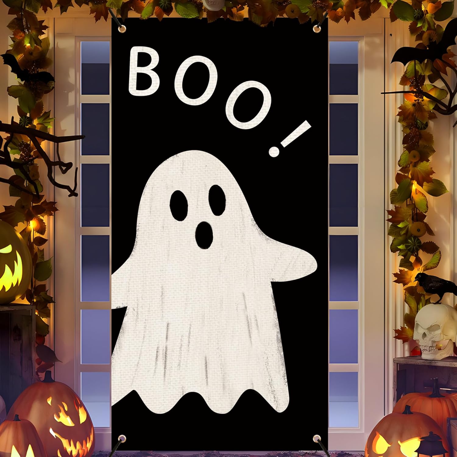 Halloween Ghost Door Cover Boo Ghost Door Banner Halloween Party Doors ...