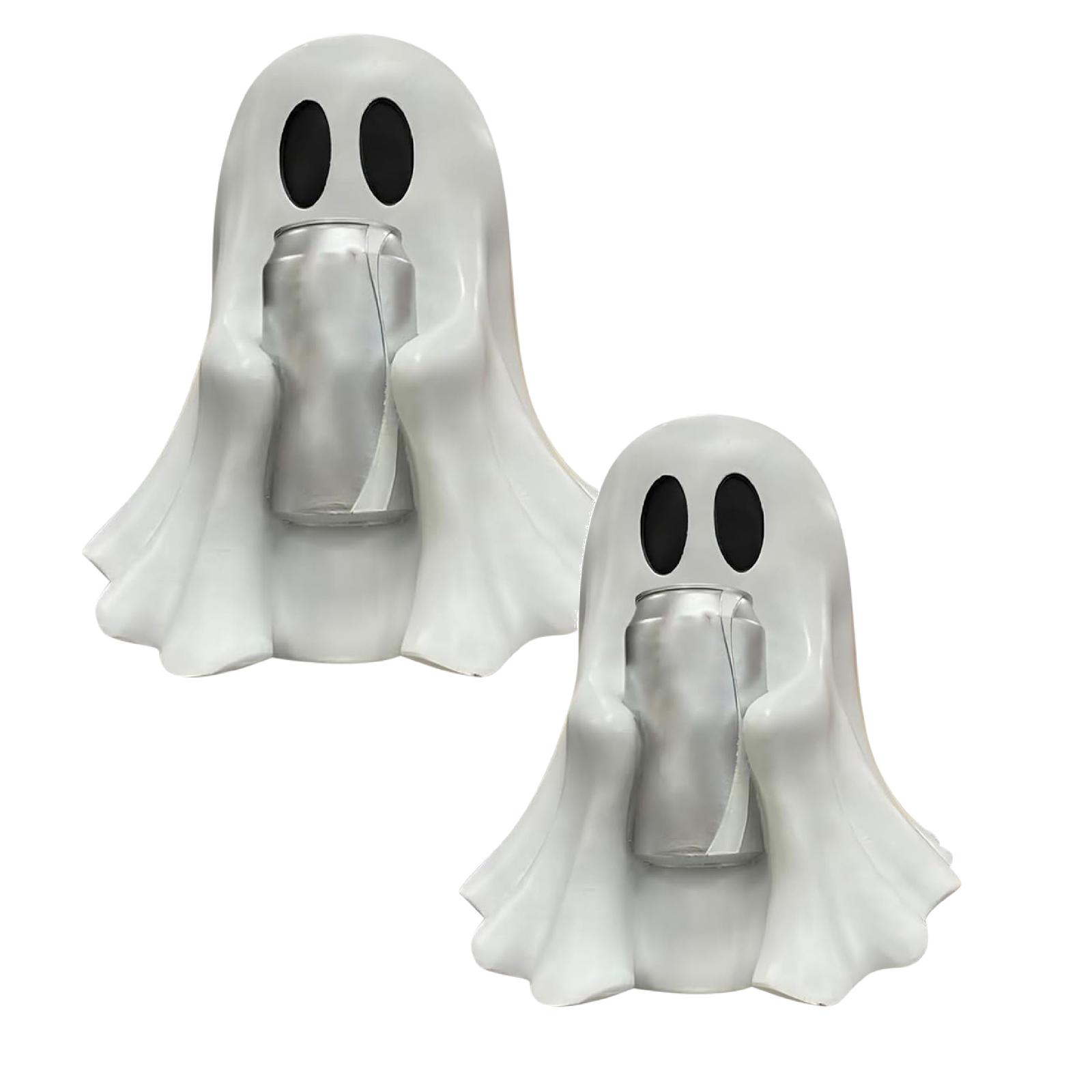 Halloween Ghost Drink Holder Statue, Quirky Ghost Holding Beverage Can ...