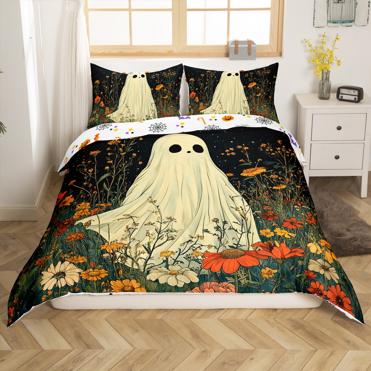 Halloween Ghost Duvet Cover Queen for Boys Girls Kids Happy Halloween ...