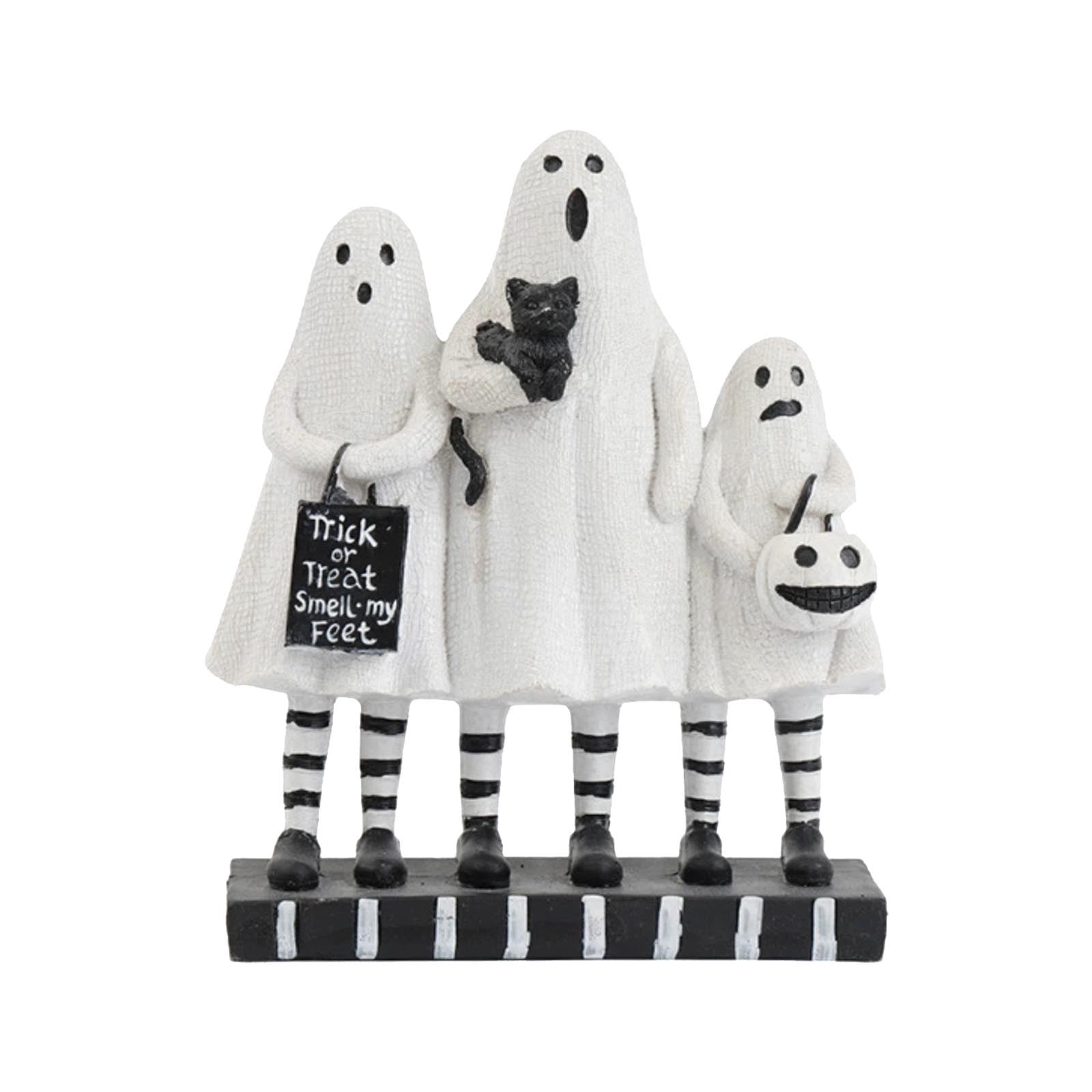 Halloween Ghost Family Figurine Decoration Striped Legs Sign Resin ...