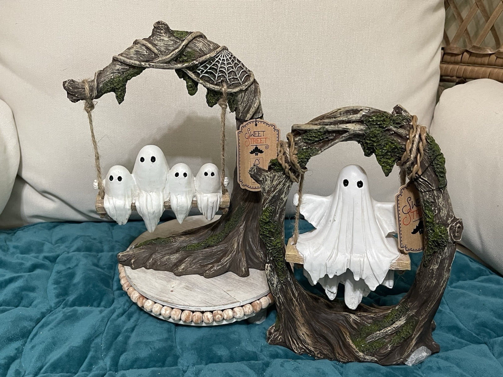 Halloween Ghost Family Swinging On Tree, Indoor Outdoor Statues ...