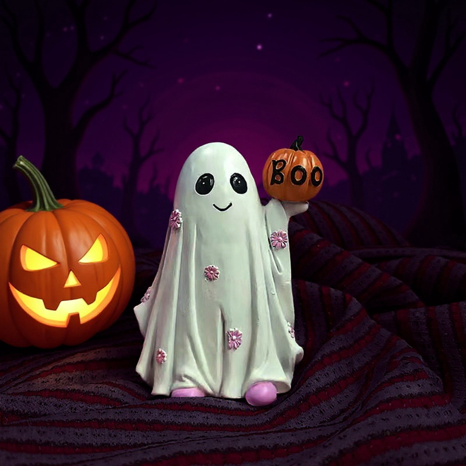Halloween Ghost Figurine Cute Statue Ghost Decor Ceramic Spooky Resin ...