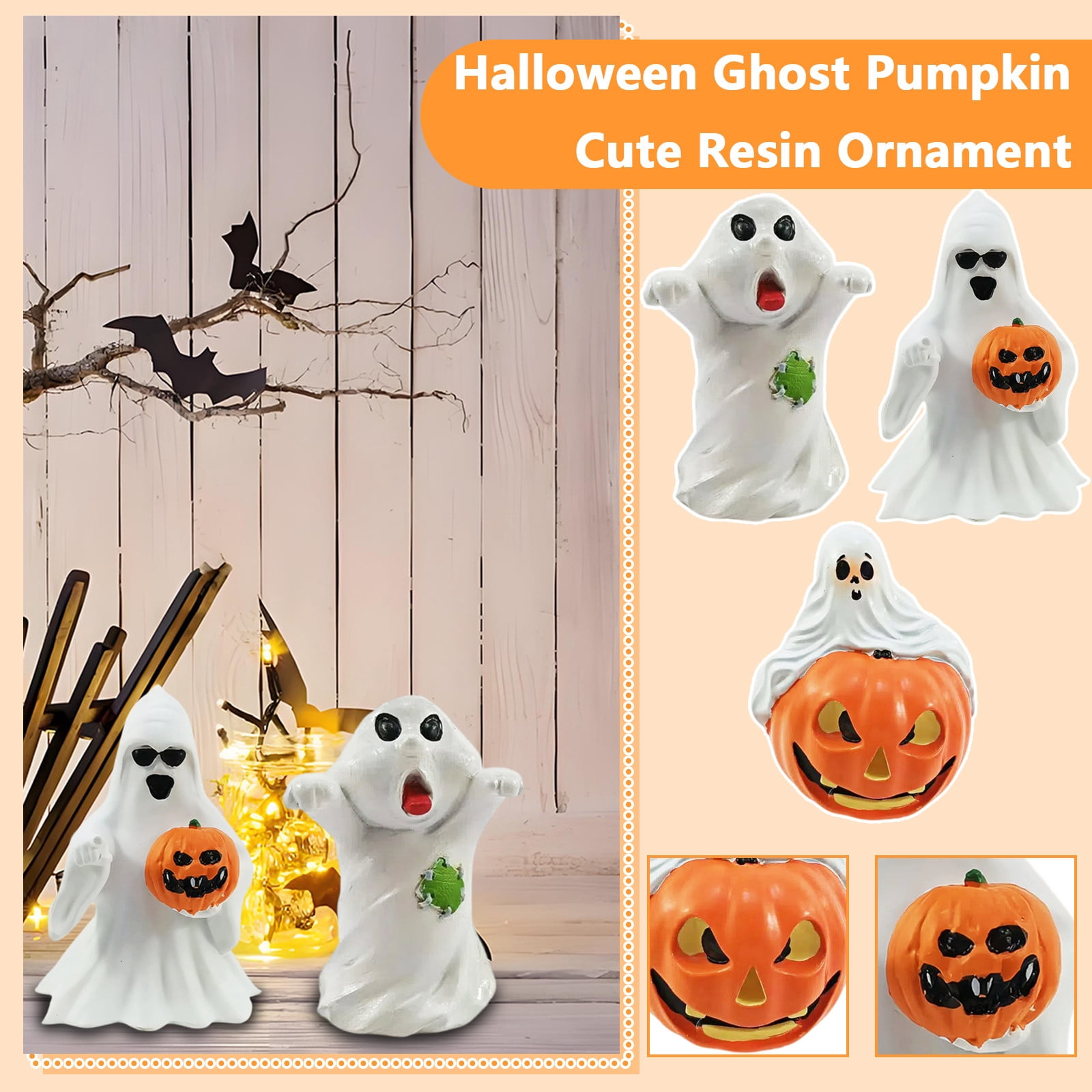 Halloween Ghost Figurine Ghost Decor, Spooky Ghost Statue, Cute Resin ...