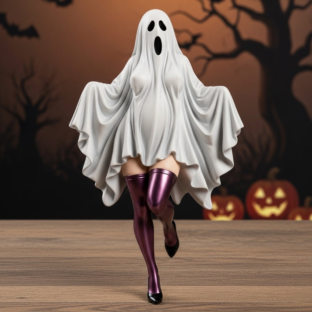 A Halloween Ghost Figurine Resin Decor Spooky Witch Statue Gothic Home ...