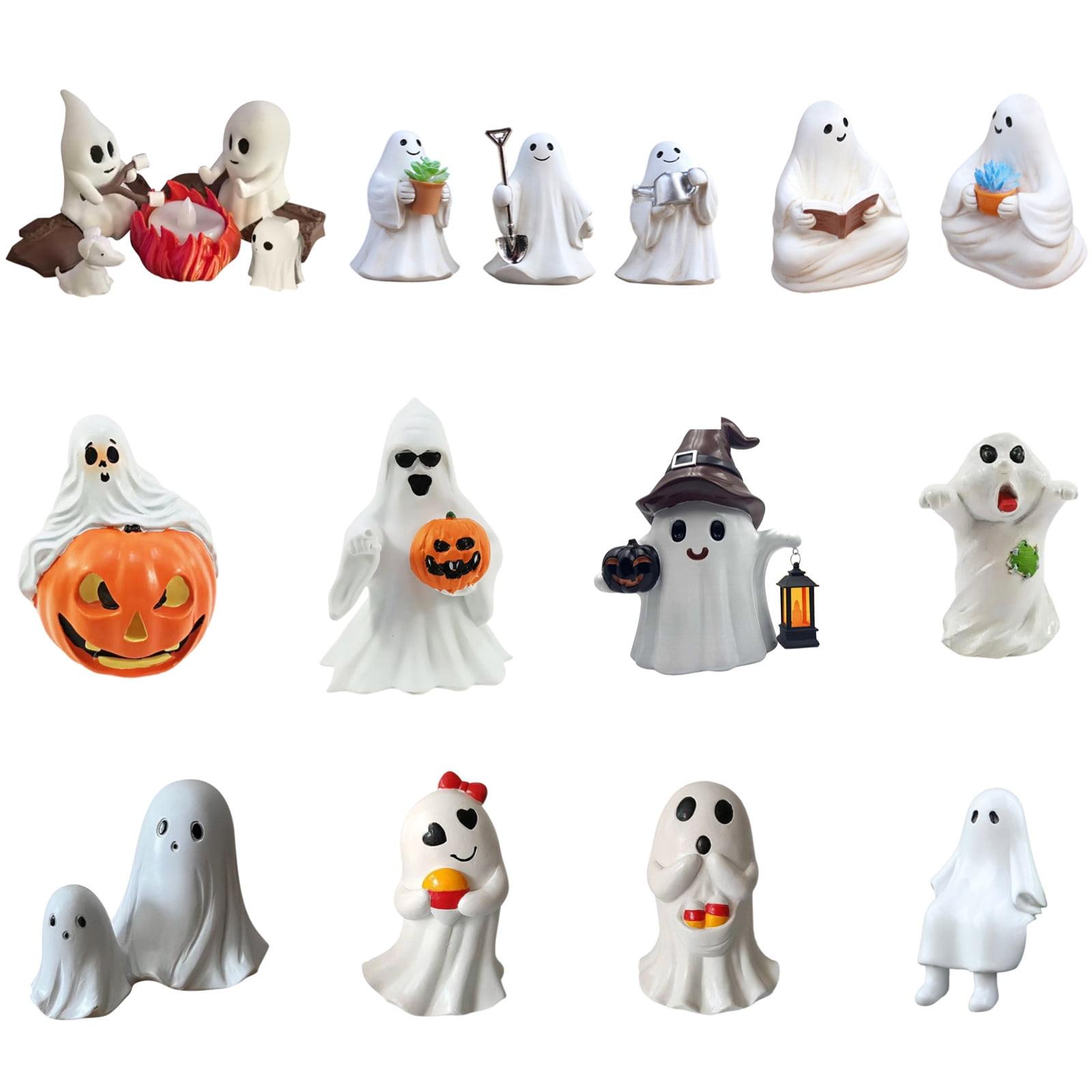 Halloween Ghost Figurine - Spooky Resin Pen Holder Statue, Cute Decor ...