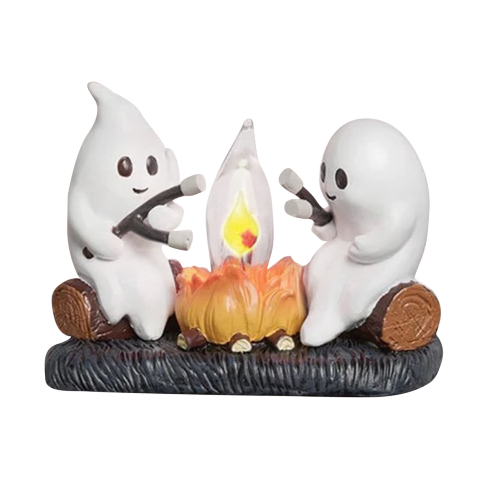 Halloween Ghost Figurines – Cute Ceramic Ghosts Roasting Marshmallows ...