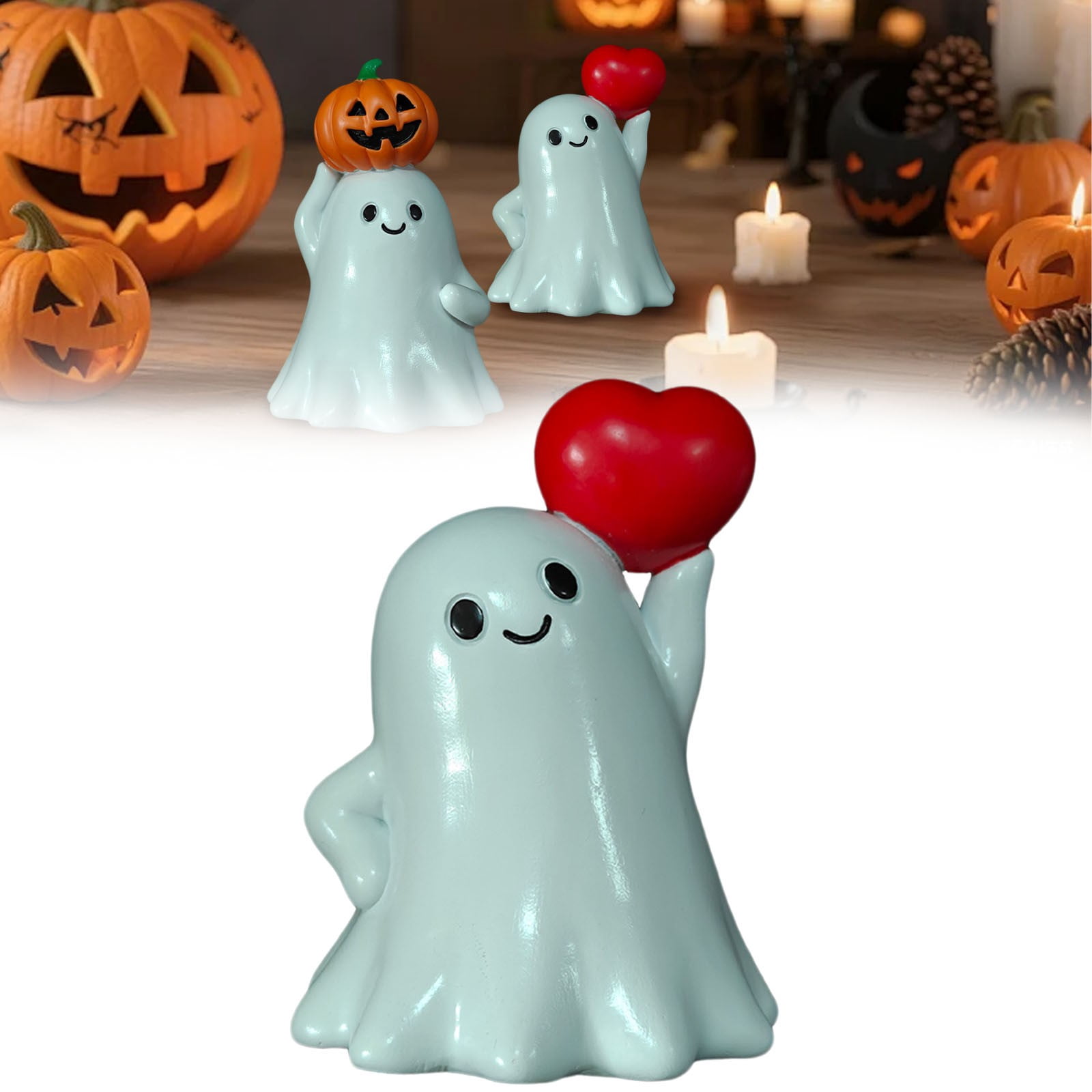 Halloween Ghost Figurines - Cute Ghost Pumpkin Statue, Halloween ...
