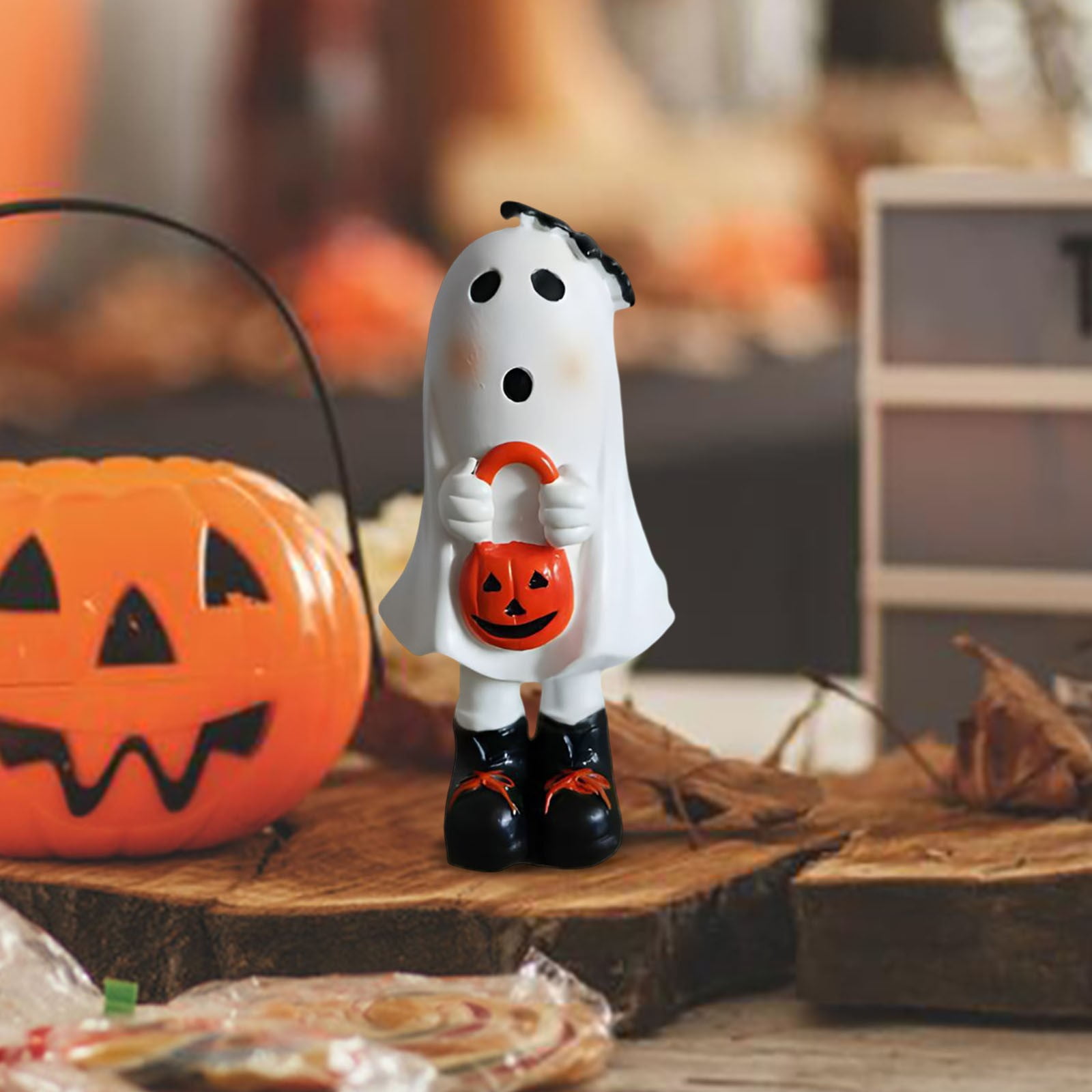 Halloween Ghost Figurines Little Ghost with Candy Bags Halloween Decor ...