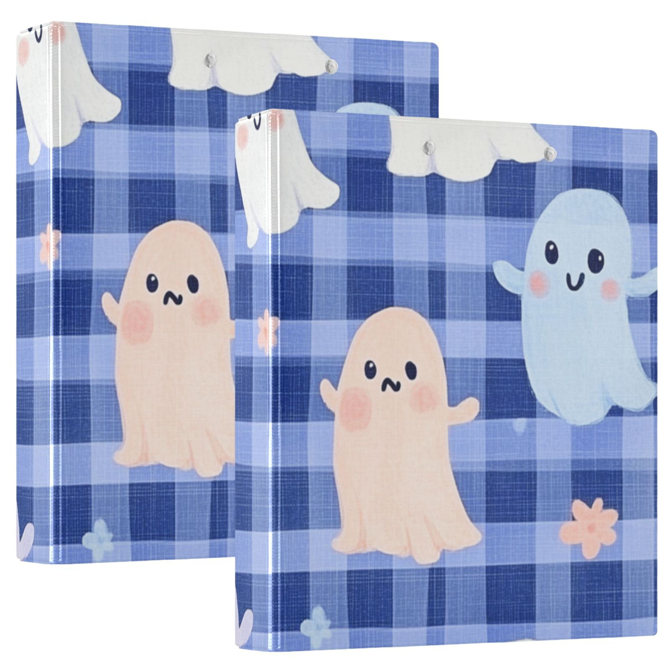 Halloween Ghost Flowers Grids 3 Ring Binders 1.5 inch Hardcover File ...