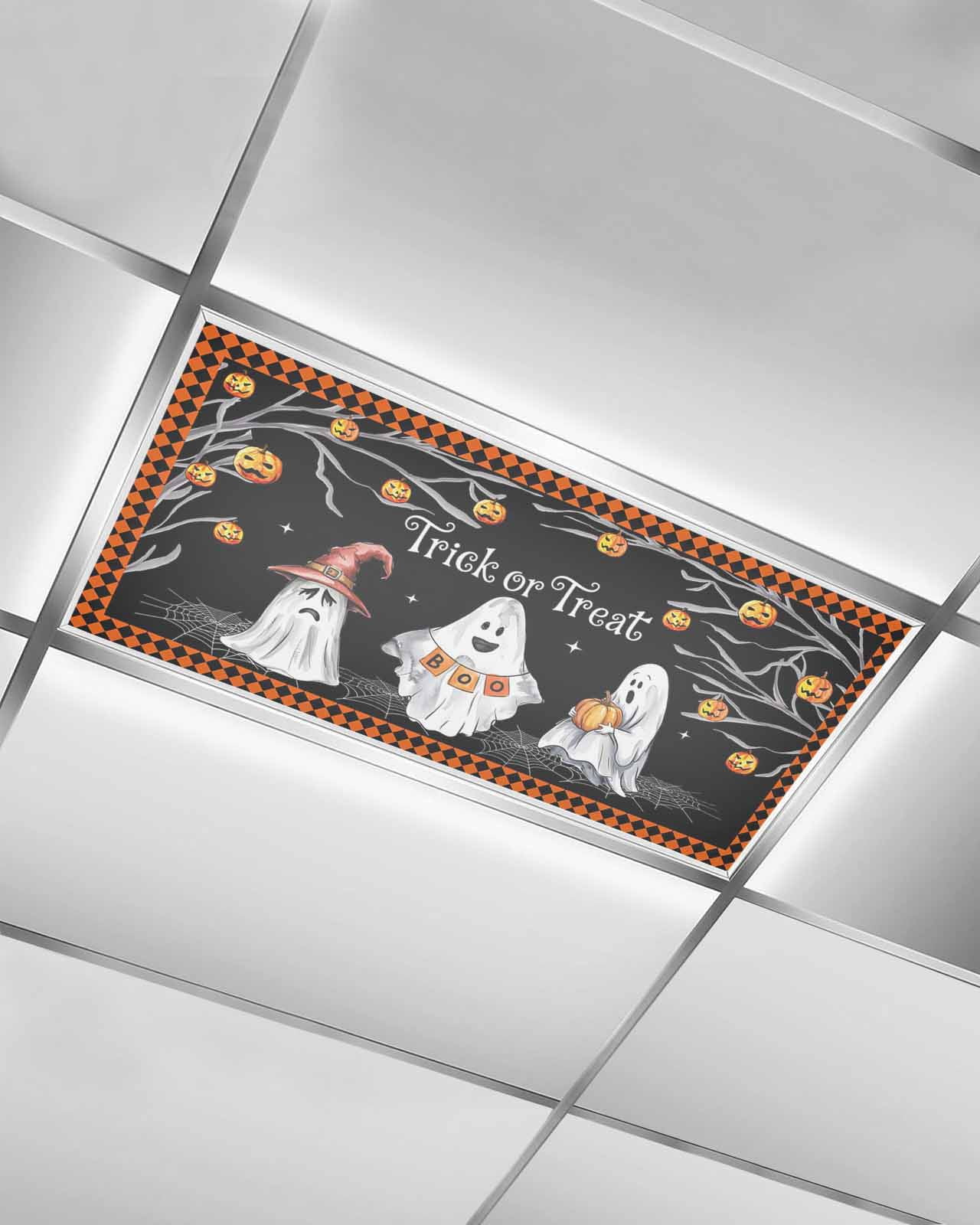 Halloween Ghost Fluorescent Light Covers for Ceiling Lights 4x2 feet,1 ...