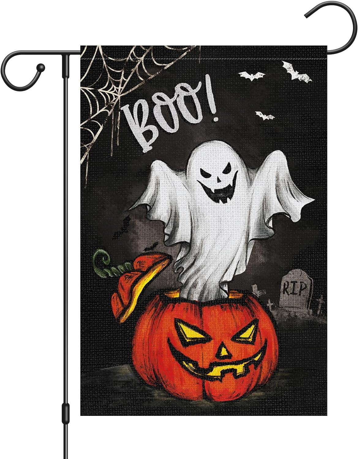 Halloween Ghost Garden Flag 12x28 inch Double Sided, Burlap Small ...