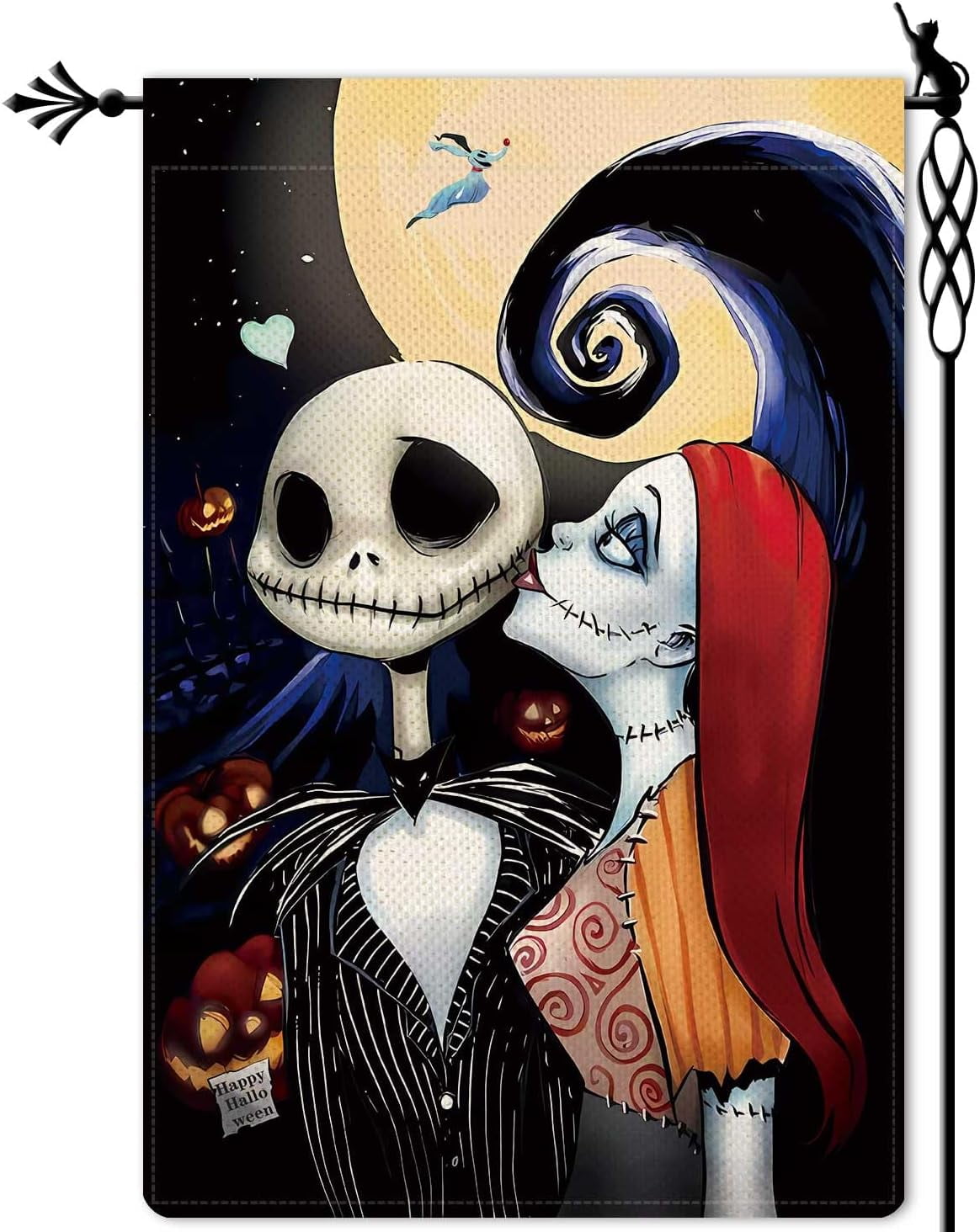 Halloween Ghost Garden Flag The Nightmare Garden Flag Sally Kisses Jack ...